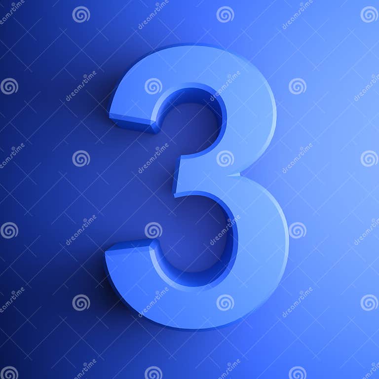Blue Number 3 Square Icon - 3D Rendering Illustration Stock ...