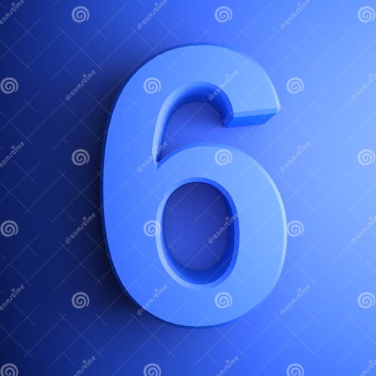 Blue Number 6 Square Icon - 3D Rendering Illustration Stock ...