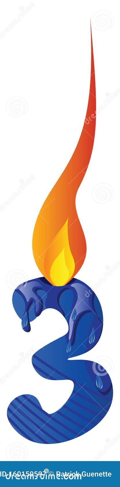 Blue Number Three in Flame Illustration Vector Stock Vector ...