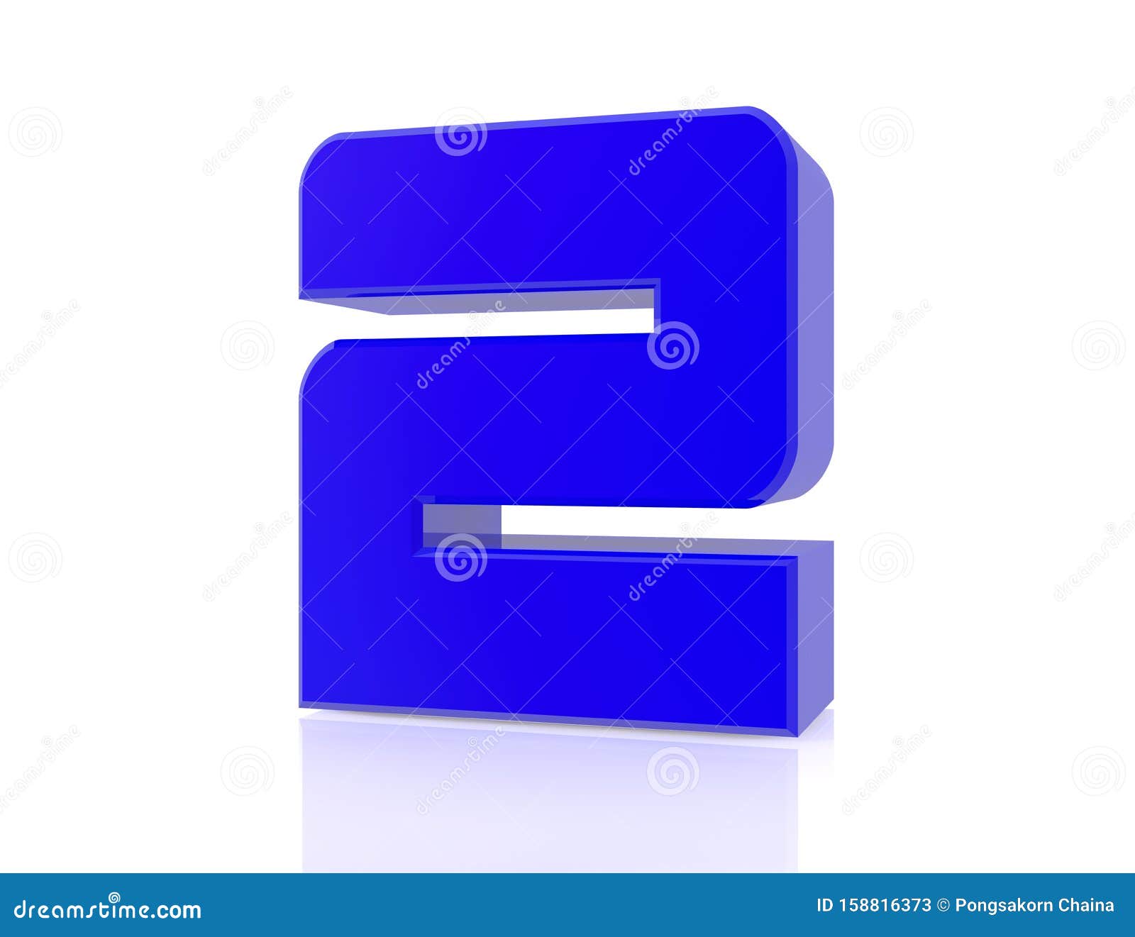 Blue Number 2 Isolated On White Background 3d Rendering Stock ...