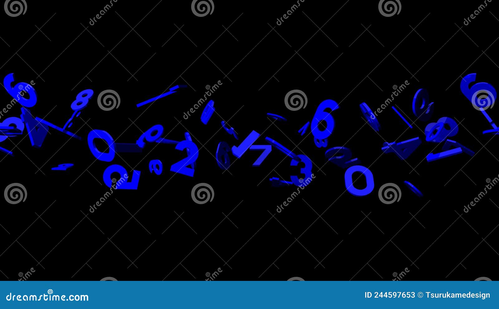 Blue Numbers on Black Background. Stock Illustration - Illustration of ...
