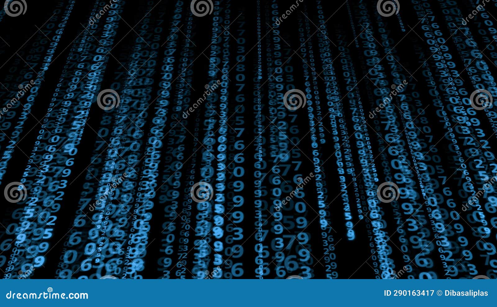 Blue Numbers on a Black Background. Technology Concept Stock ...