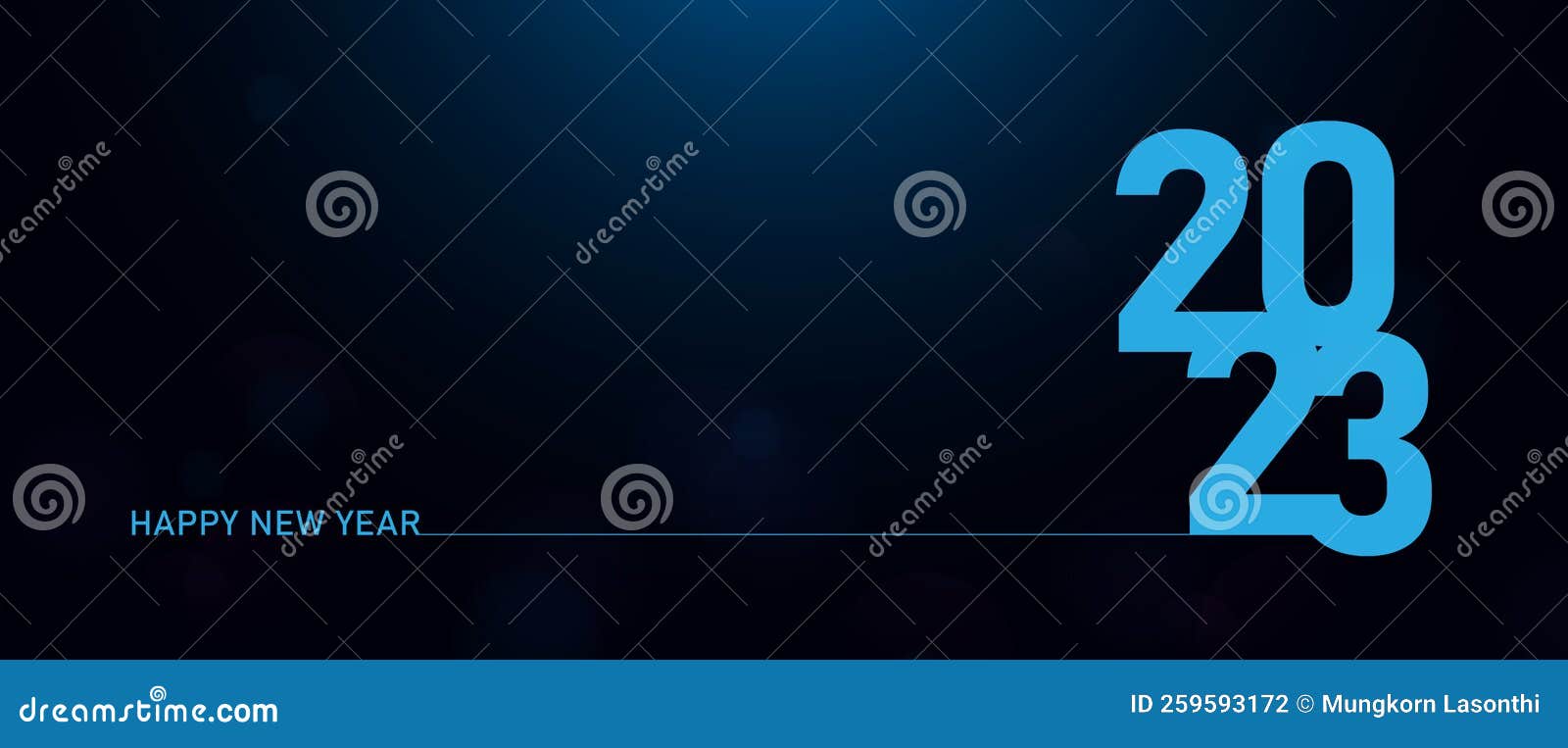 Blue 2023 Numbers with Happy New Year on Dark Background. Vector ...