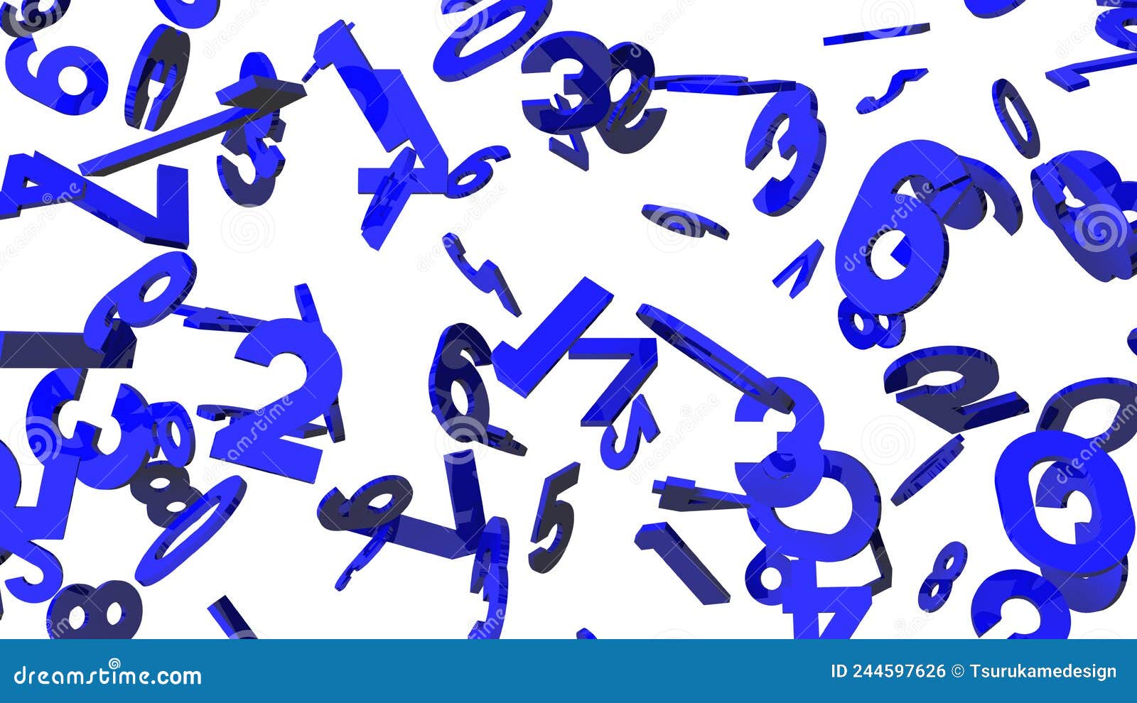 Blue Numbers on White Background. Stock Illustration - Illustration of ...
