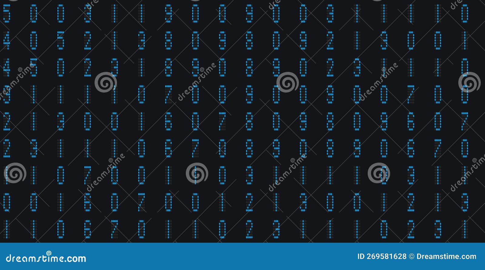 Blue Numeral Tech Design Backdrop. Abstract Display Digit Pattern ...