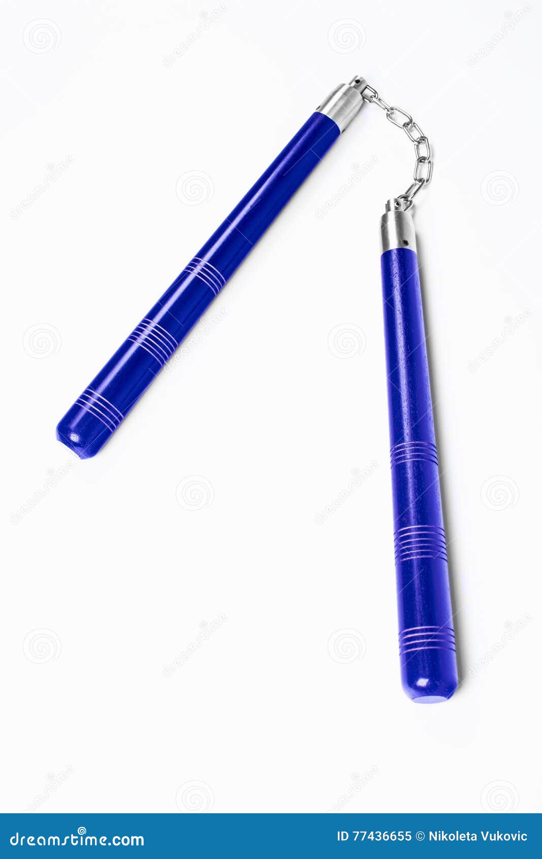 Blue nunchaku stock image. Image of blue, weapon, sports - 77436655