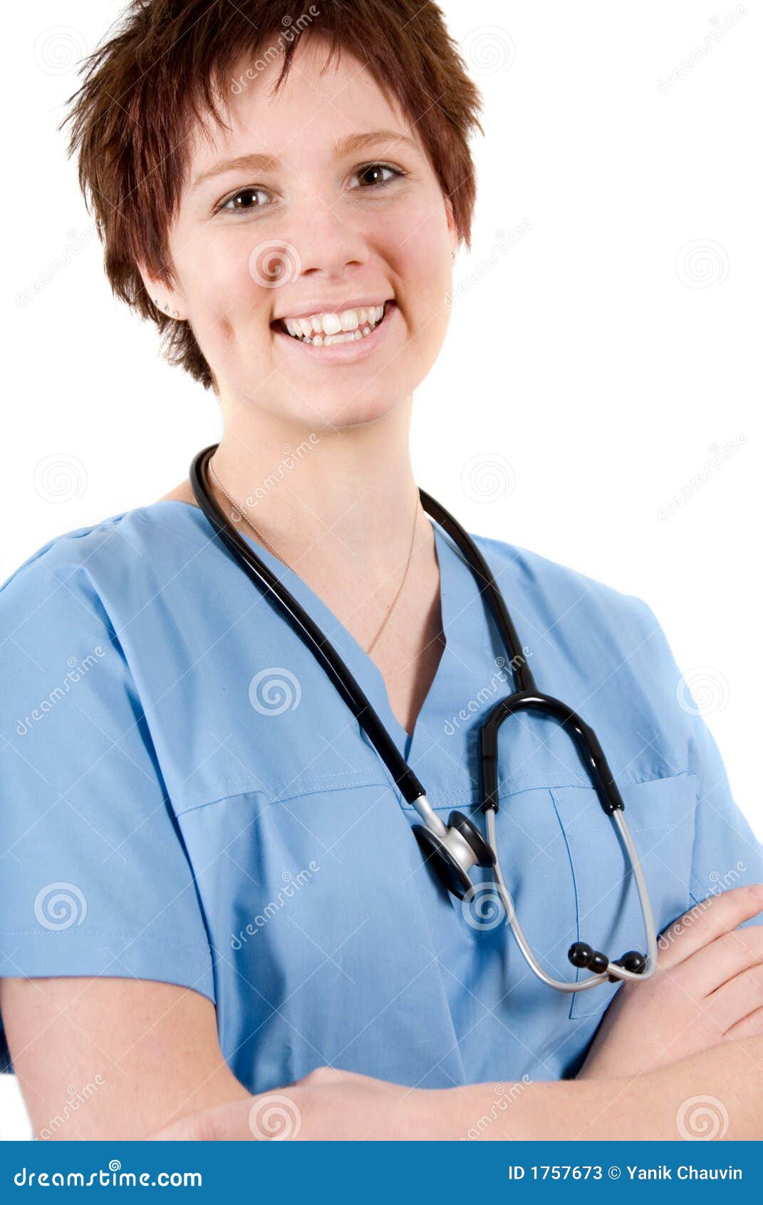 Blue nurse stock image. Image of crossed, smile, doctor - 1757673