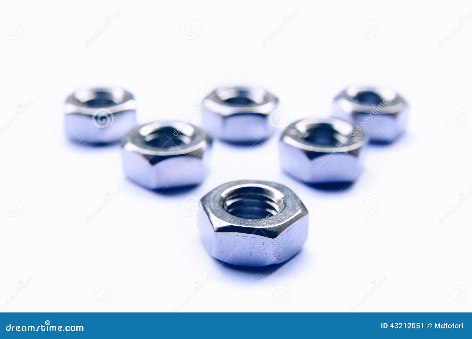 Blue Nuts on White Background Stock Image - Image of assembly, bolts ...