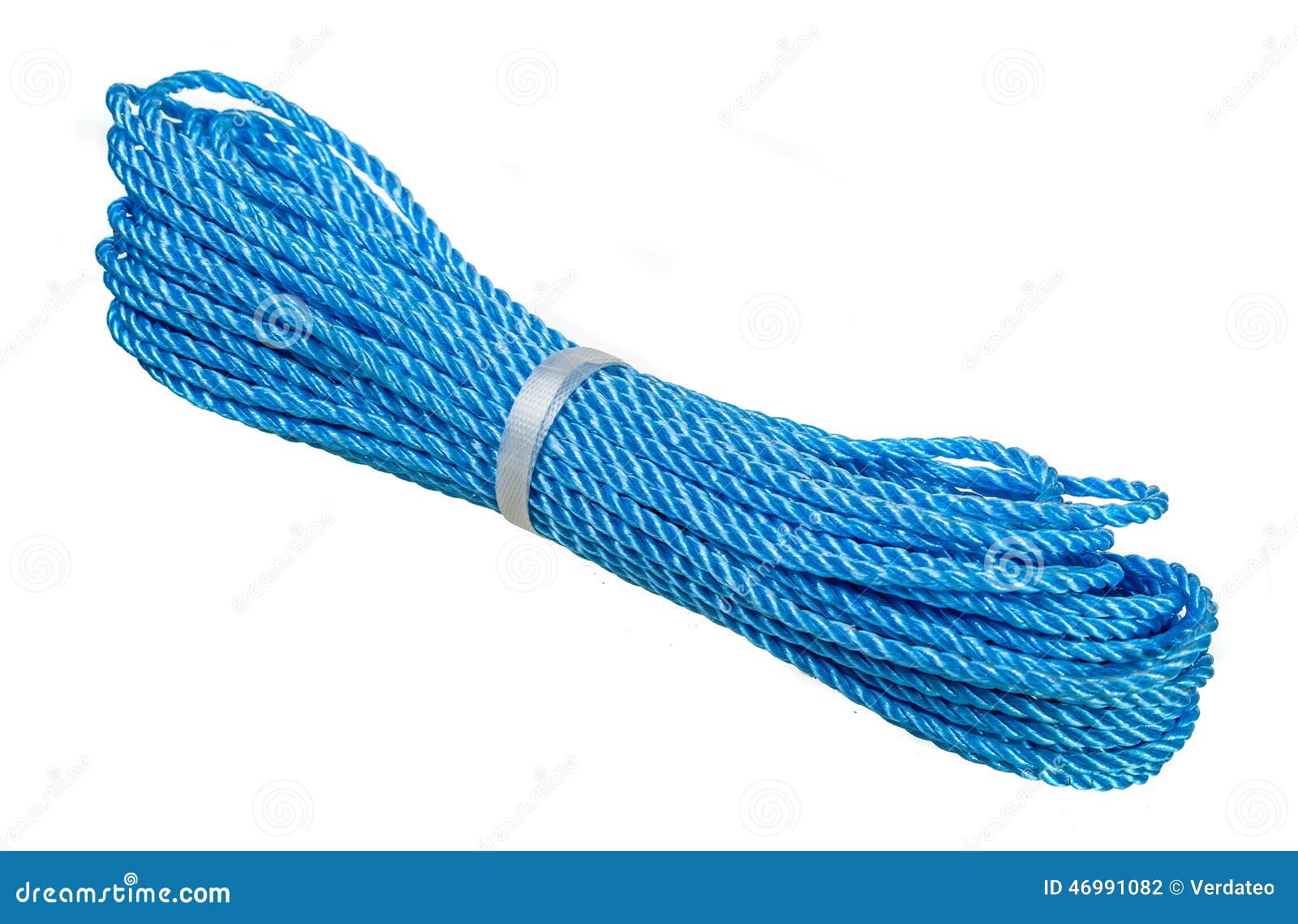 Blue nylon rope over white stock photo. Image of rope - 46991082