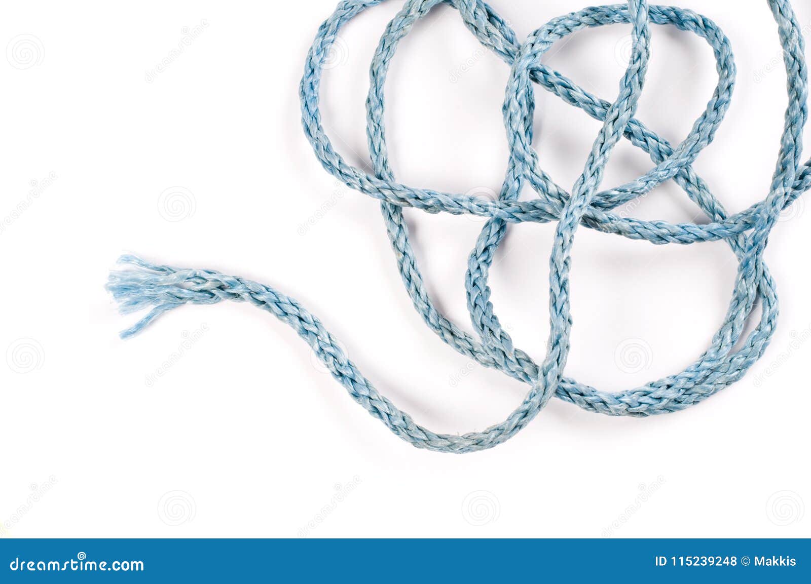 Blue Nylon Rope on White Bacground Stock Photo - Image of entangled ...