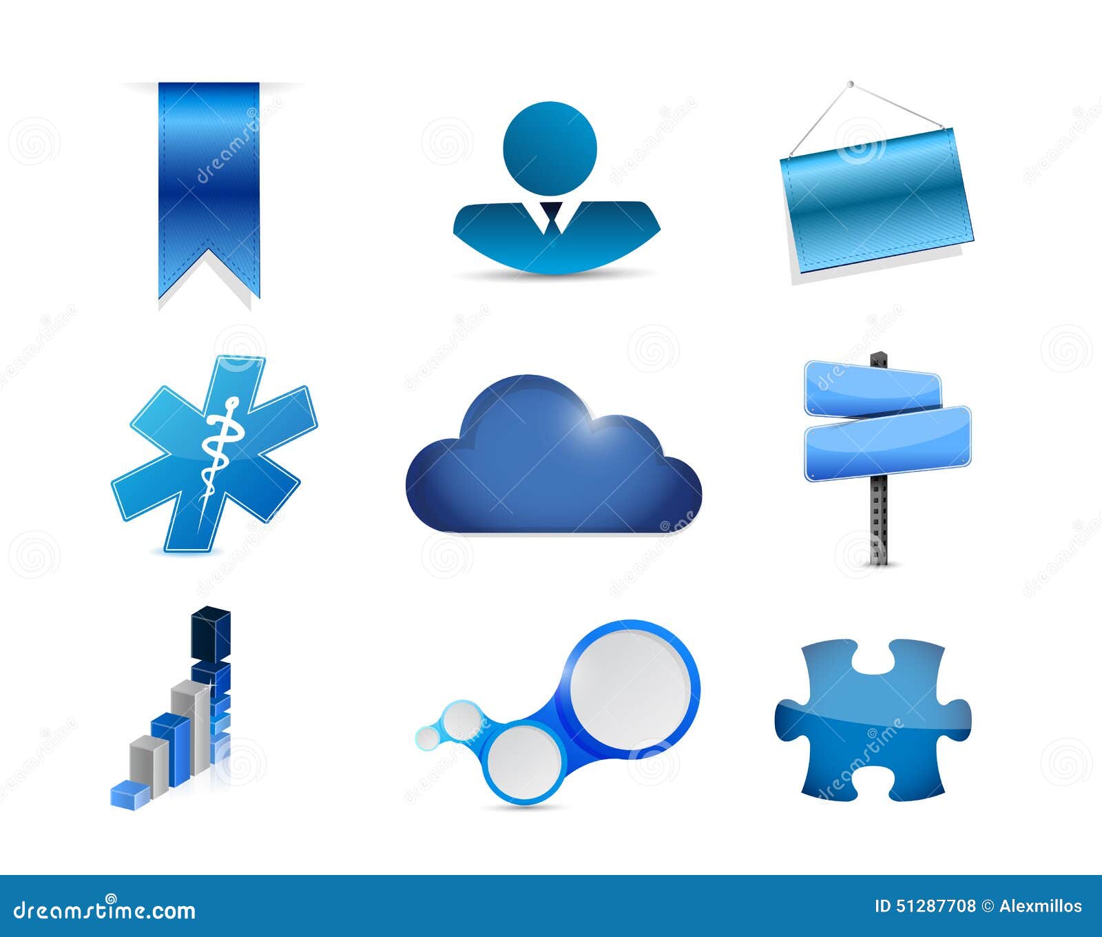 Blue Objects Icon Set Illustration Design Stock Illustration ...