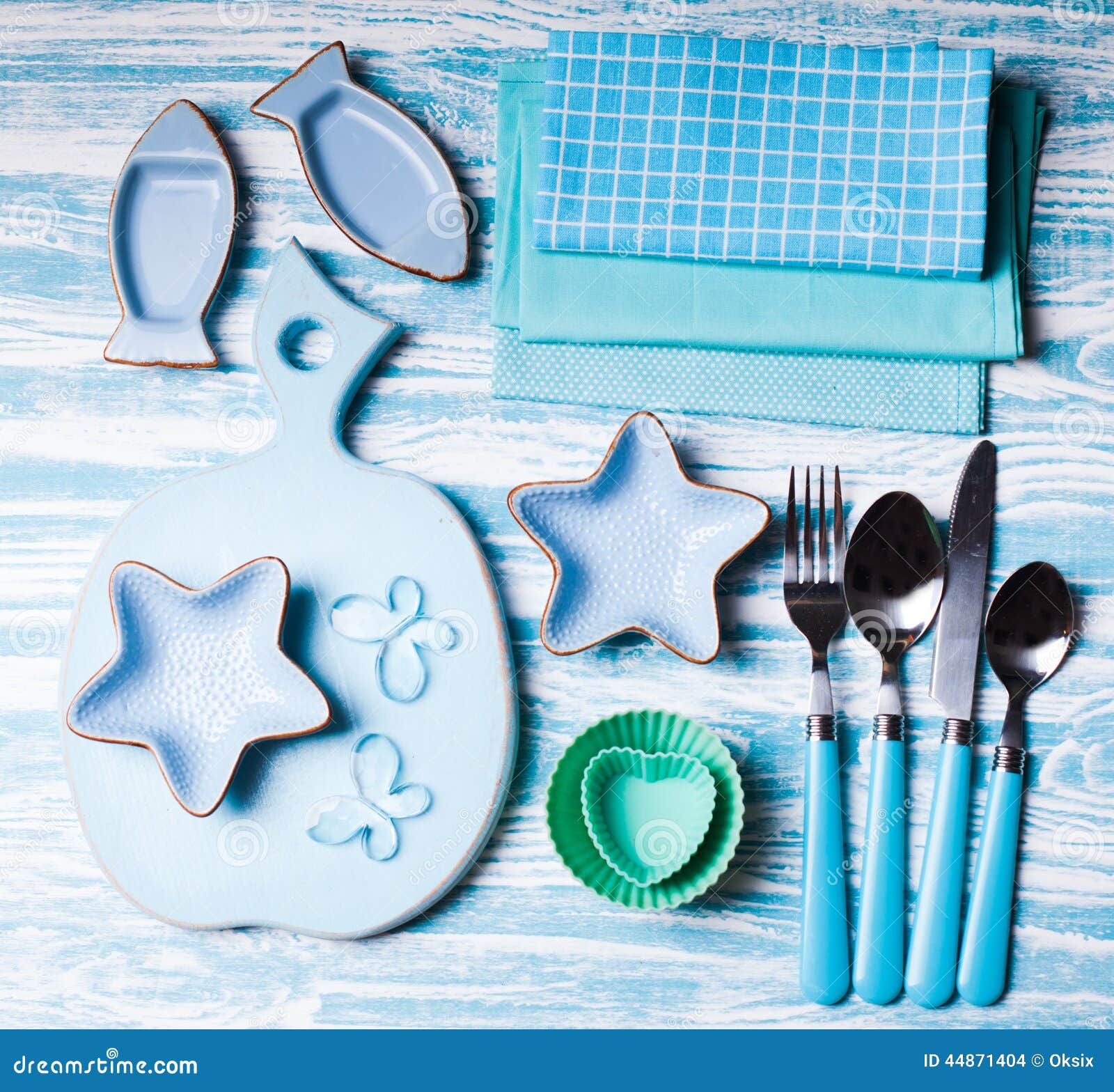 Blue objects stock photo. Image of fork, star, form, still - 44871404