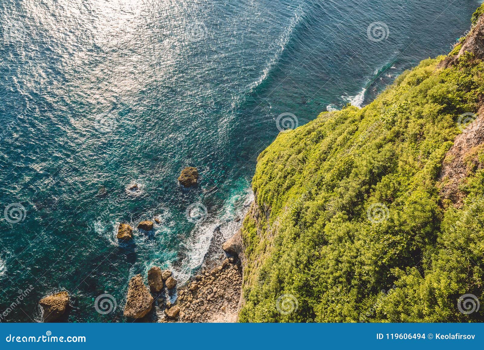 Blue Ocean with Rocks and Cliff in Uluwatu, Bali Stock Photo - Image of ...