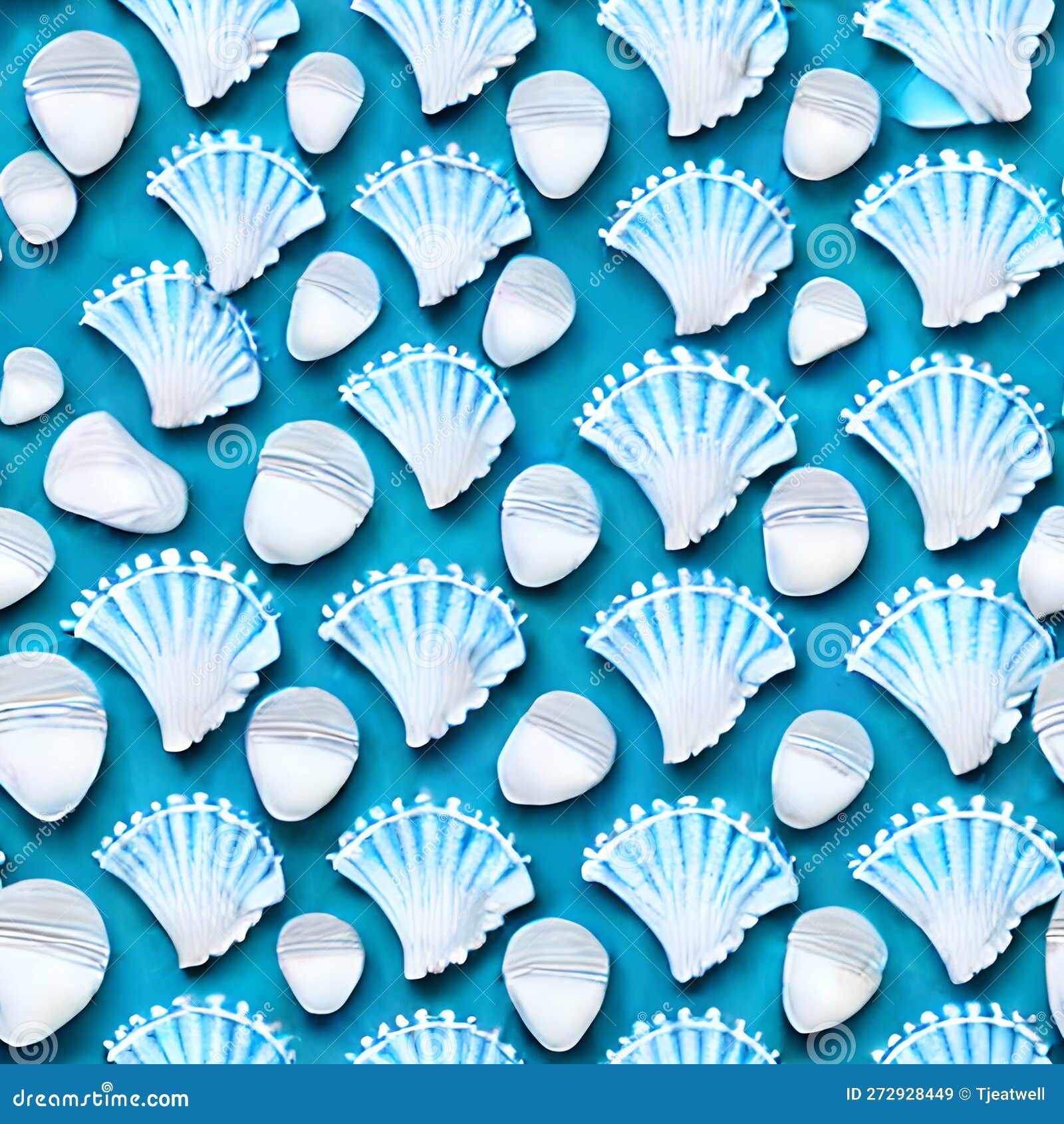 Blue Ocean Seashells Pattern Stock Illustration - Illustration of ...