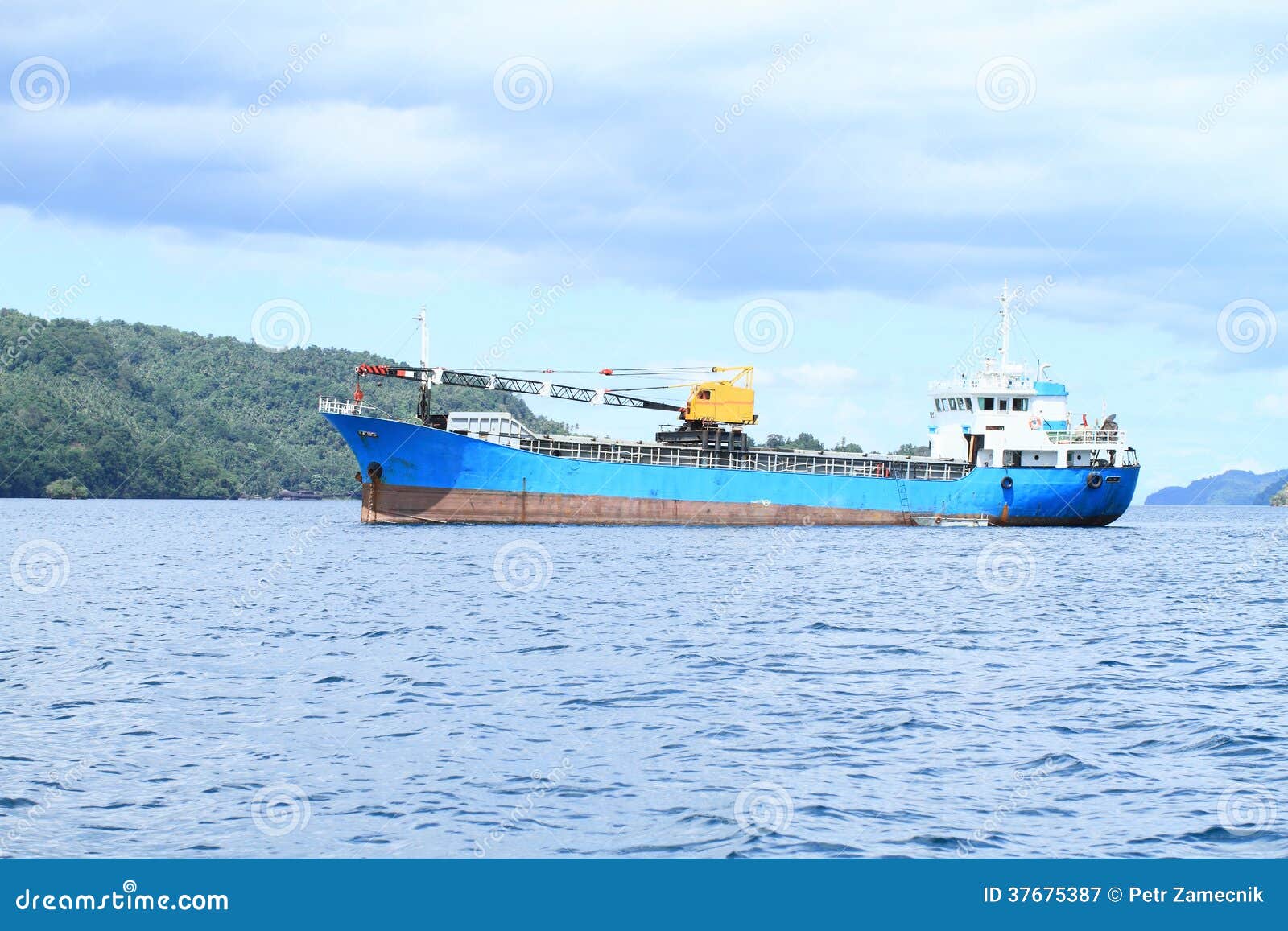 Blue ocean ship stock image. Image of grounding, transportation - 37675387