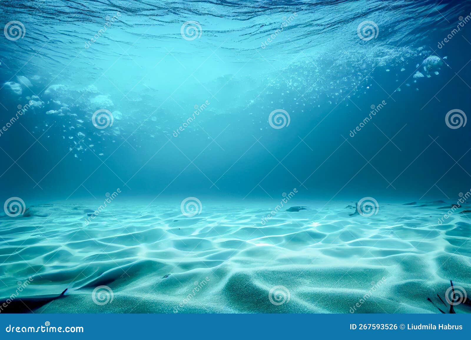 Blue Ocean Surface Seen from Underwater. Underwater Background Bottom ...