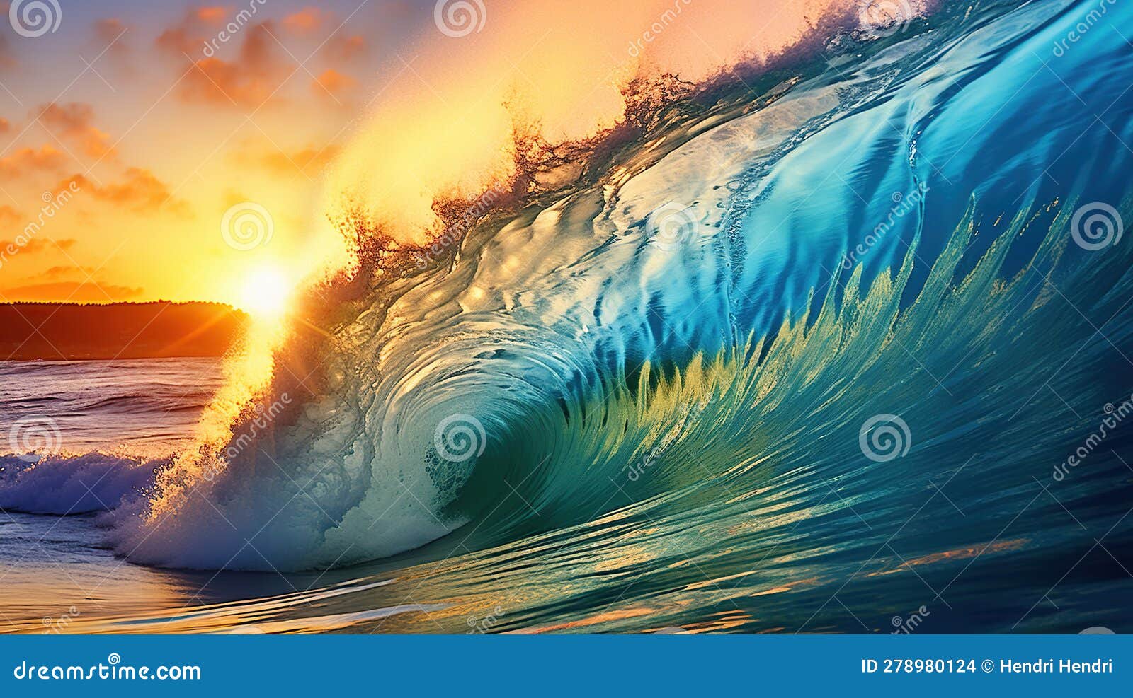 Blue Ocean Surfing Wave. Generative Ai Stock Illustration ...