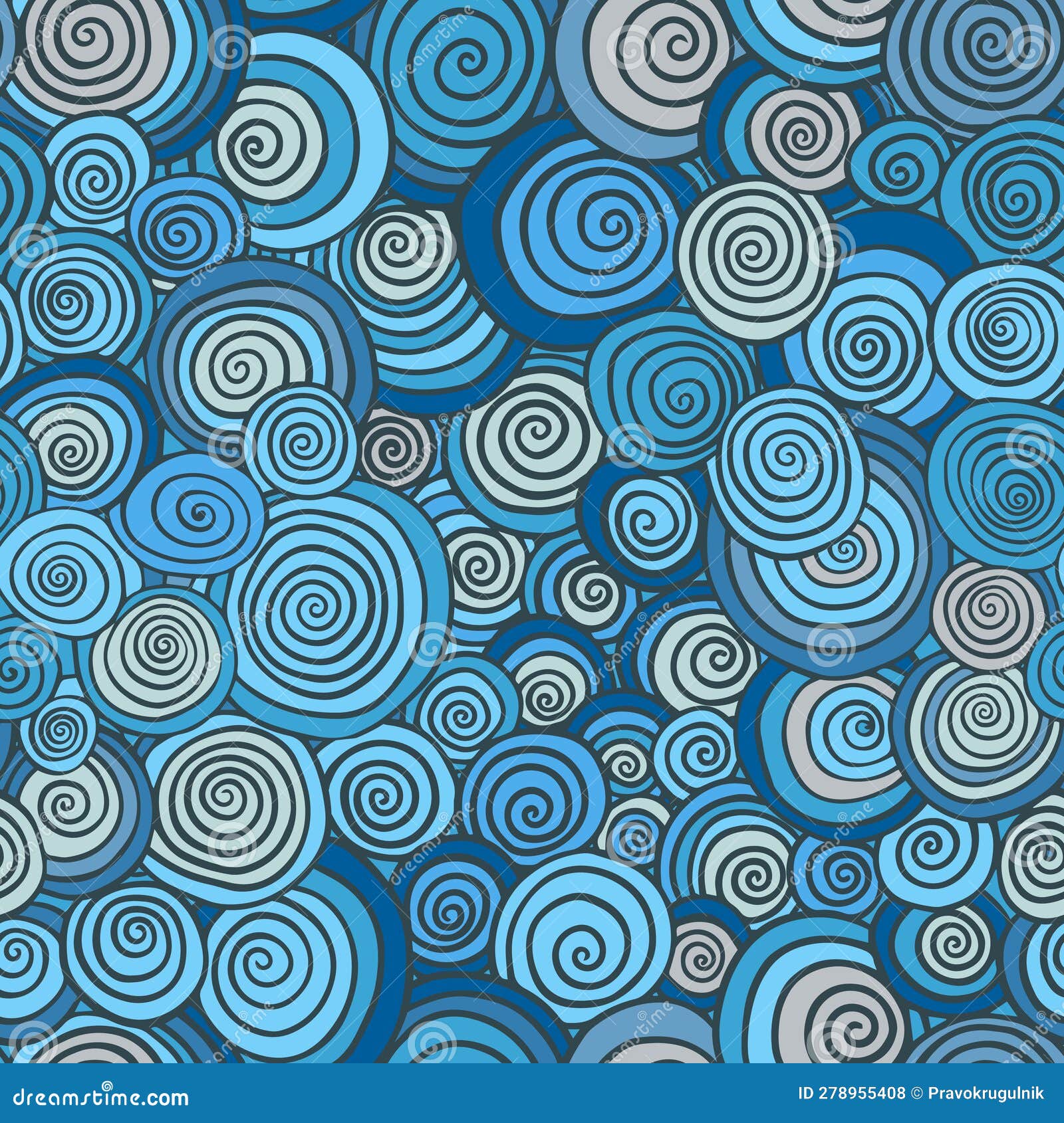 Blue Ocean Swirls Seamless Vector Pattern, Summer Background Stock ...