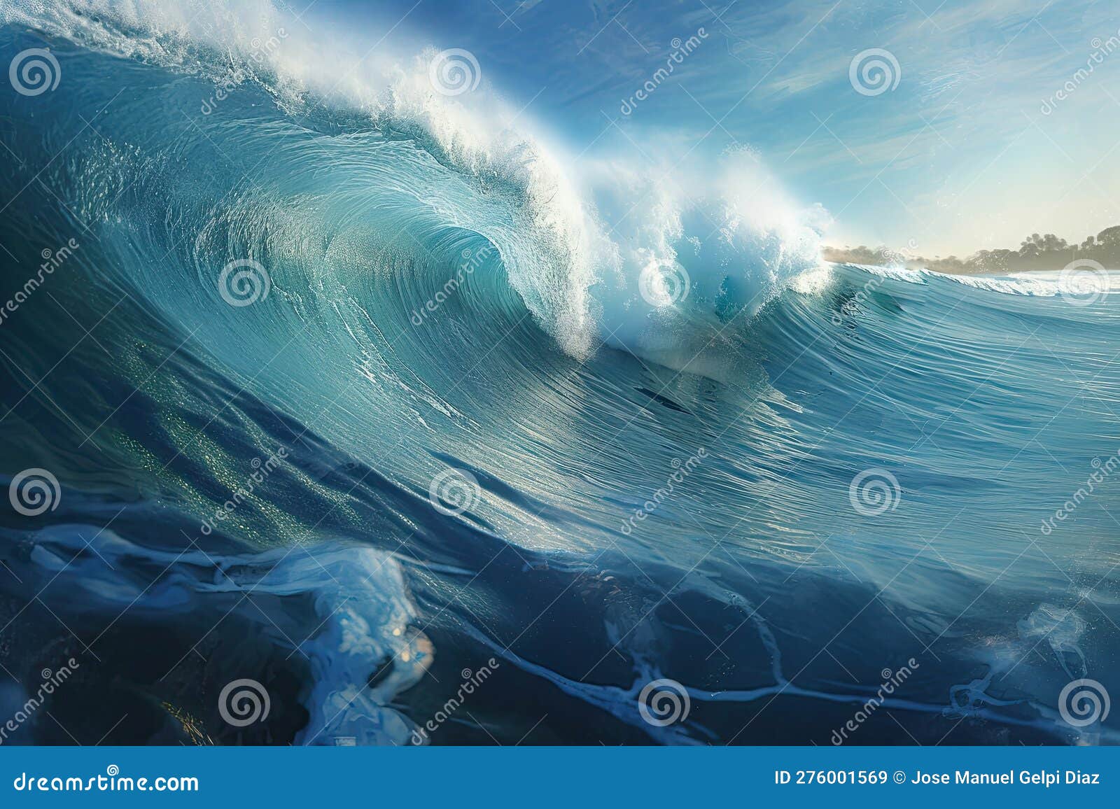 Blue Ocean with Tall Waves. Generative AI Stock Illustration ...