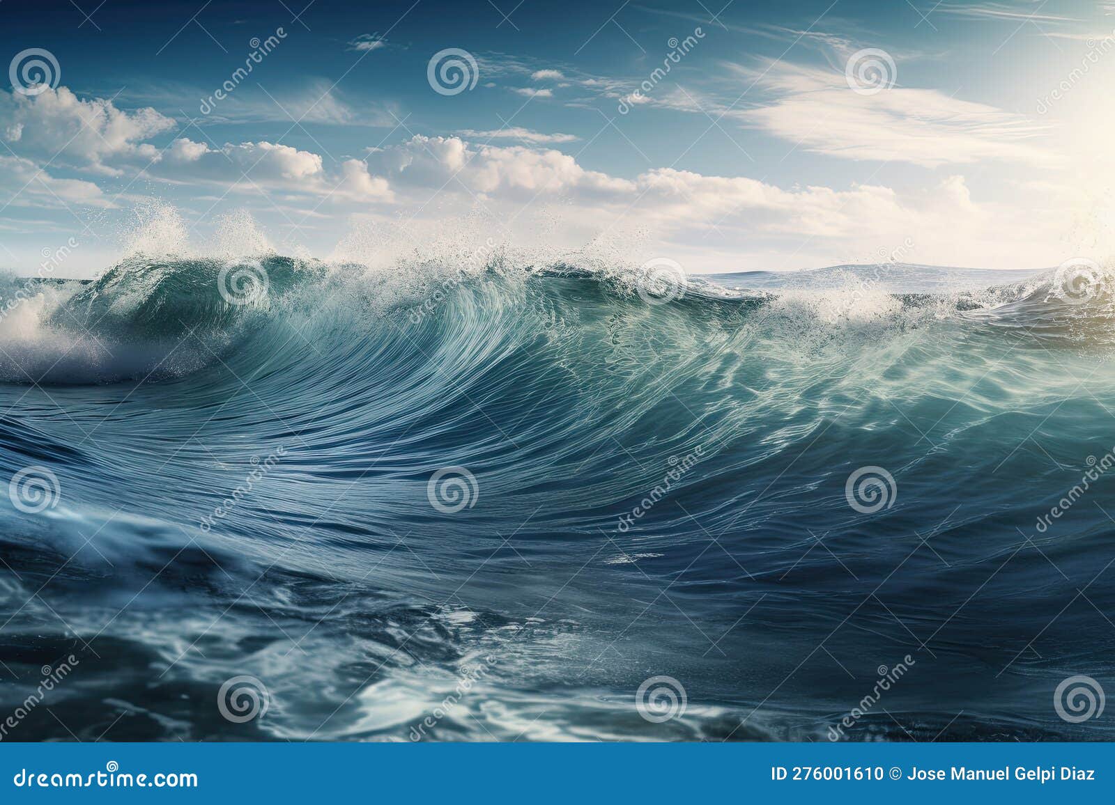 Blue Ocean with Tall Waves. Generative AI Stock Illustration ...