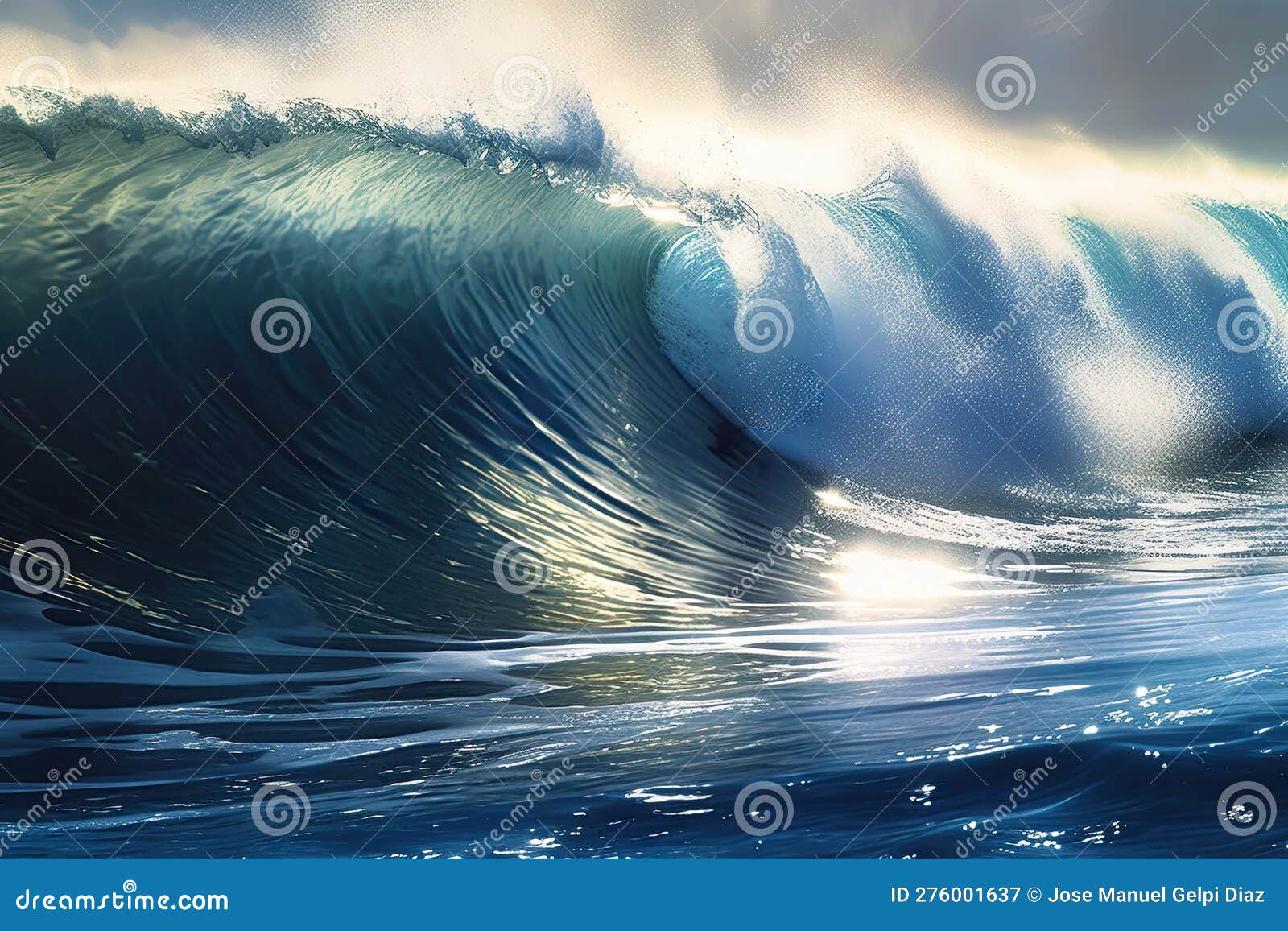Blue Ocean with Tall Waves. Generative AI Stock Illustration ...
