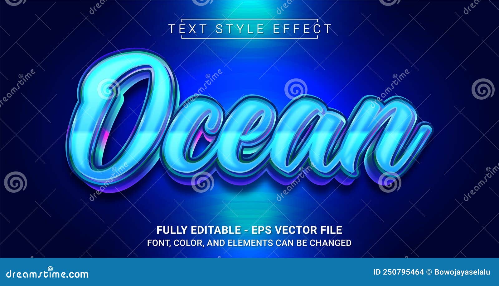 Blue Ocean Text Style Effect. Editable Graphic Text Template Stock ...