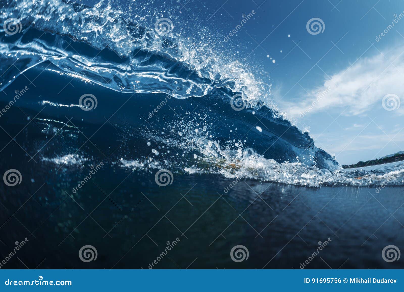 Blue ocean wave stock photo. Image of outdoor, crashing - 91695756