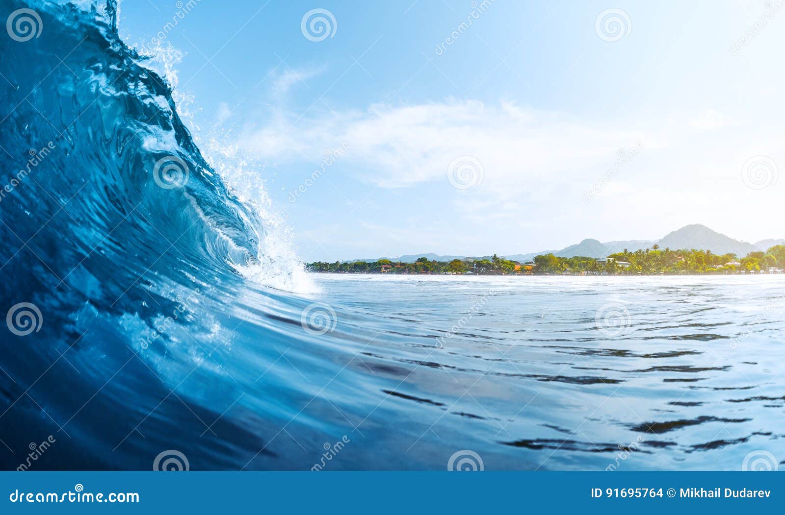 Blue ocean wave stock photo. Image of barrel, sunny, shorebreak - 91695764