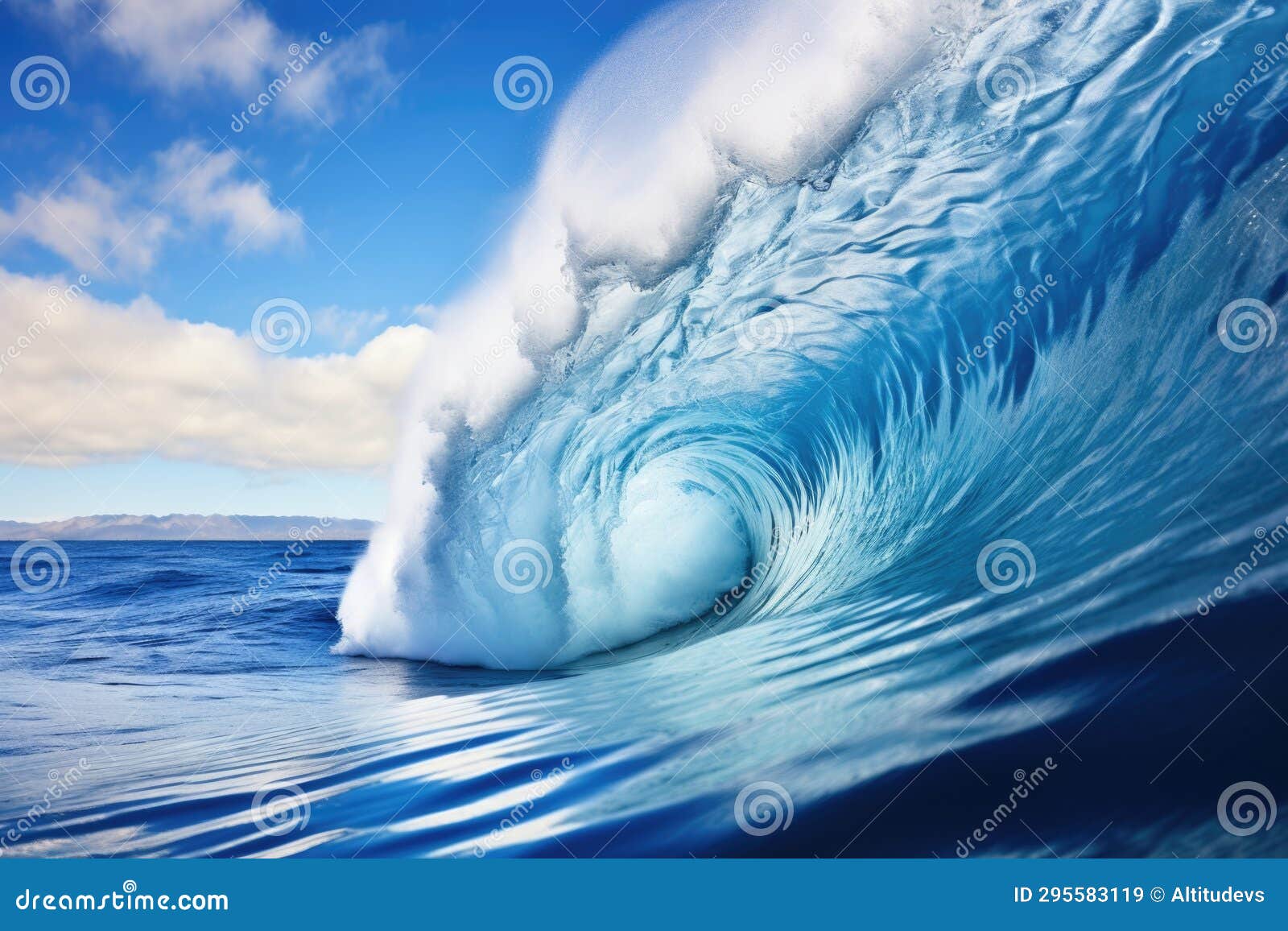 Blue Ocean Wave with a Clean White Crest Stock Illustration ...