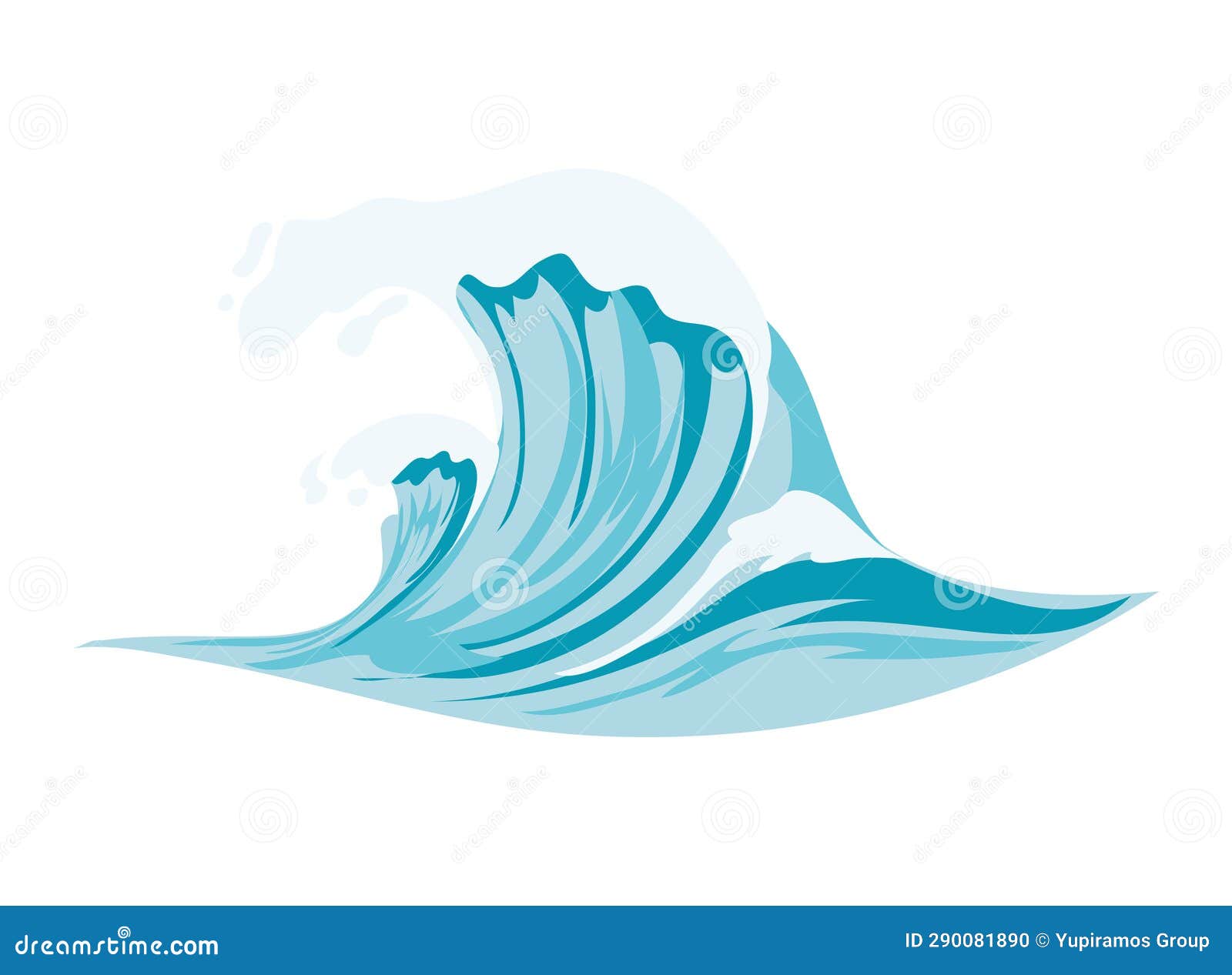 Blue Ocean Wave Illustration Stock Vector - Illustration of high, foam ...