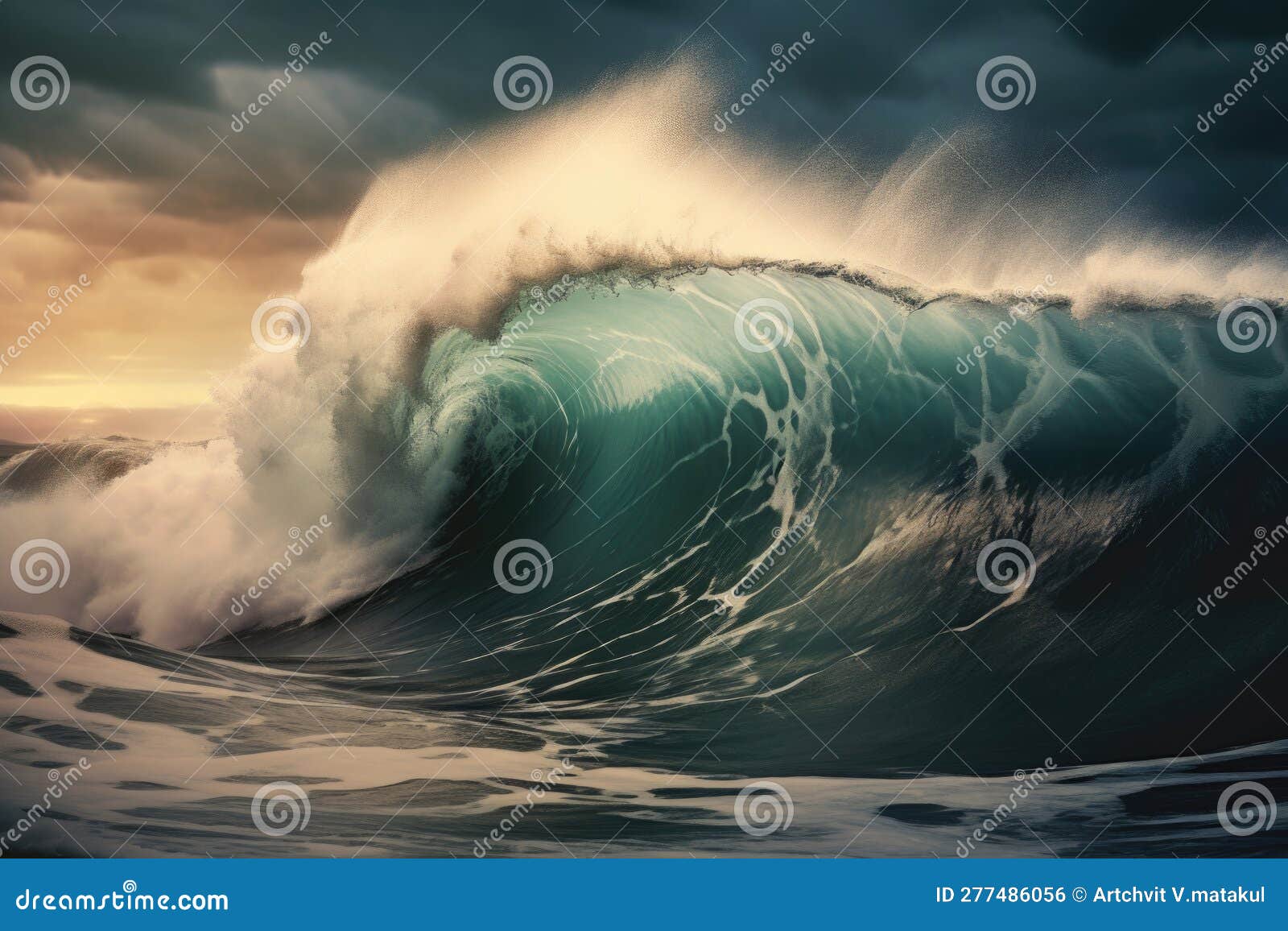 Image Captures a Powerful Blue Ocean Wave with Clear Blue Sky ...