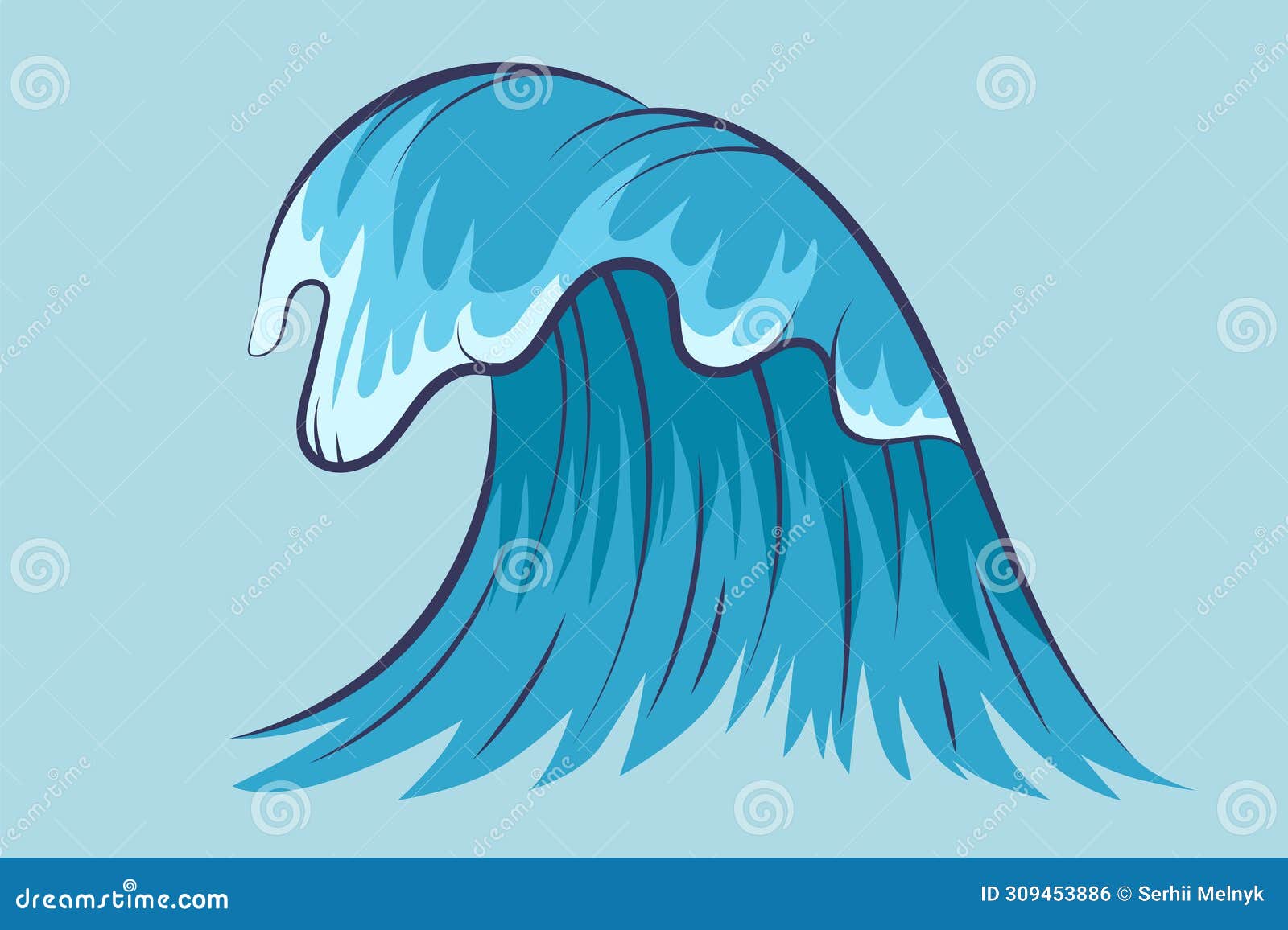 Blue ocean wave stock illustration. Illustration of motion - 309453886