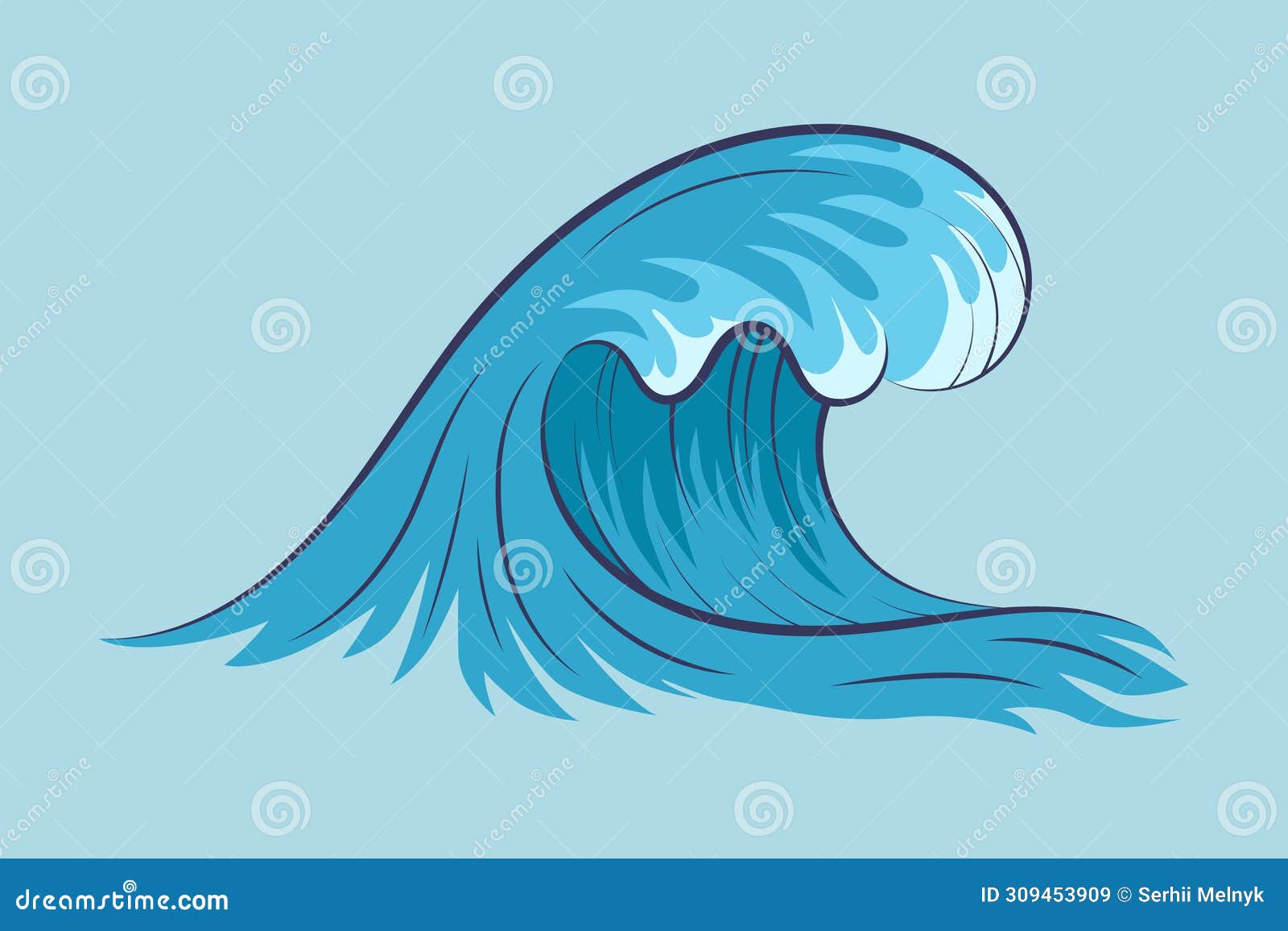 Blue ocean wave stock illustration. Illustration of pattern - 309453909