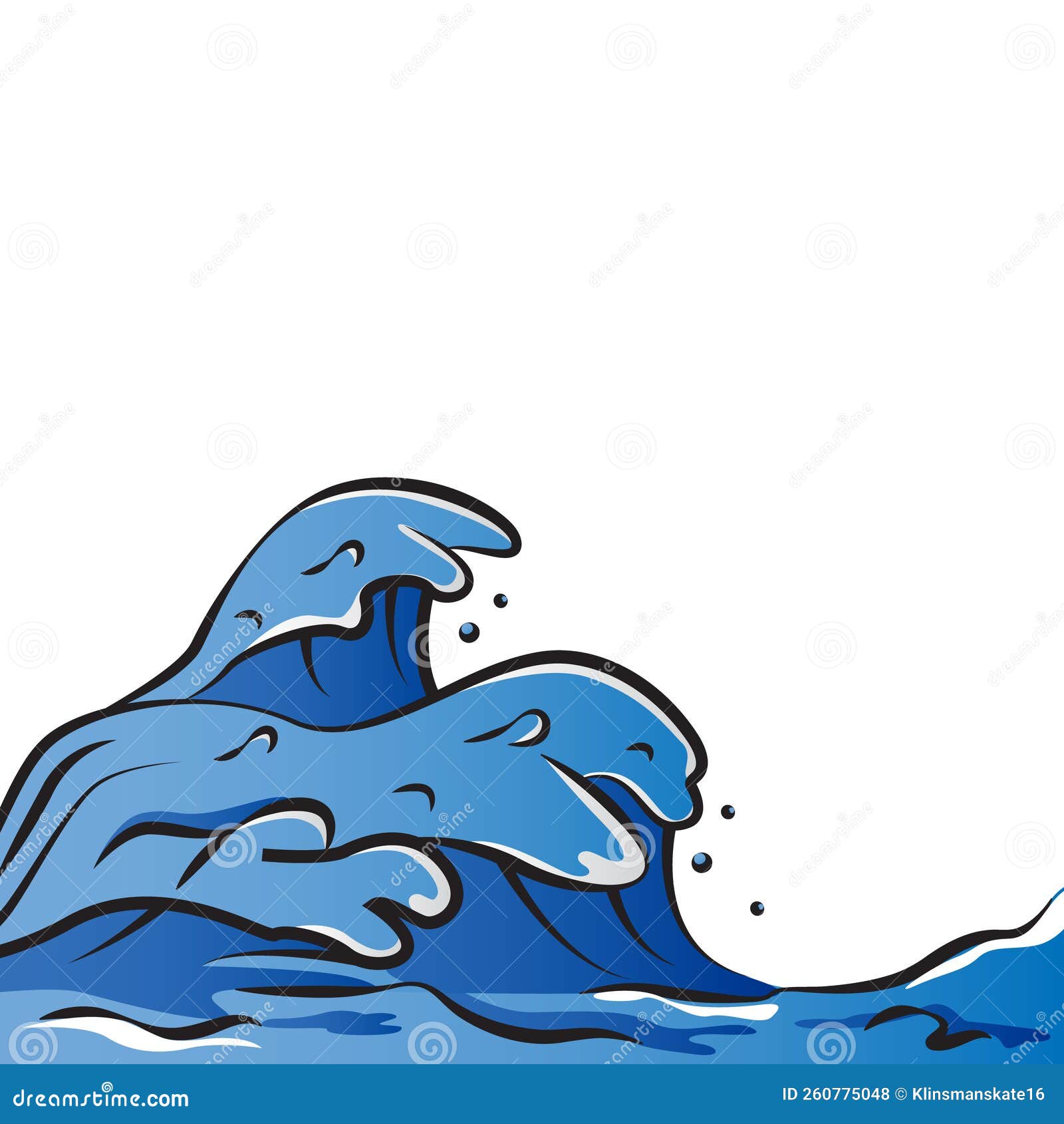 Blue Ocean Waves Illustration Art Clipart Stock Vector - Illustration ...