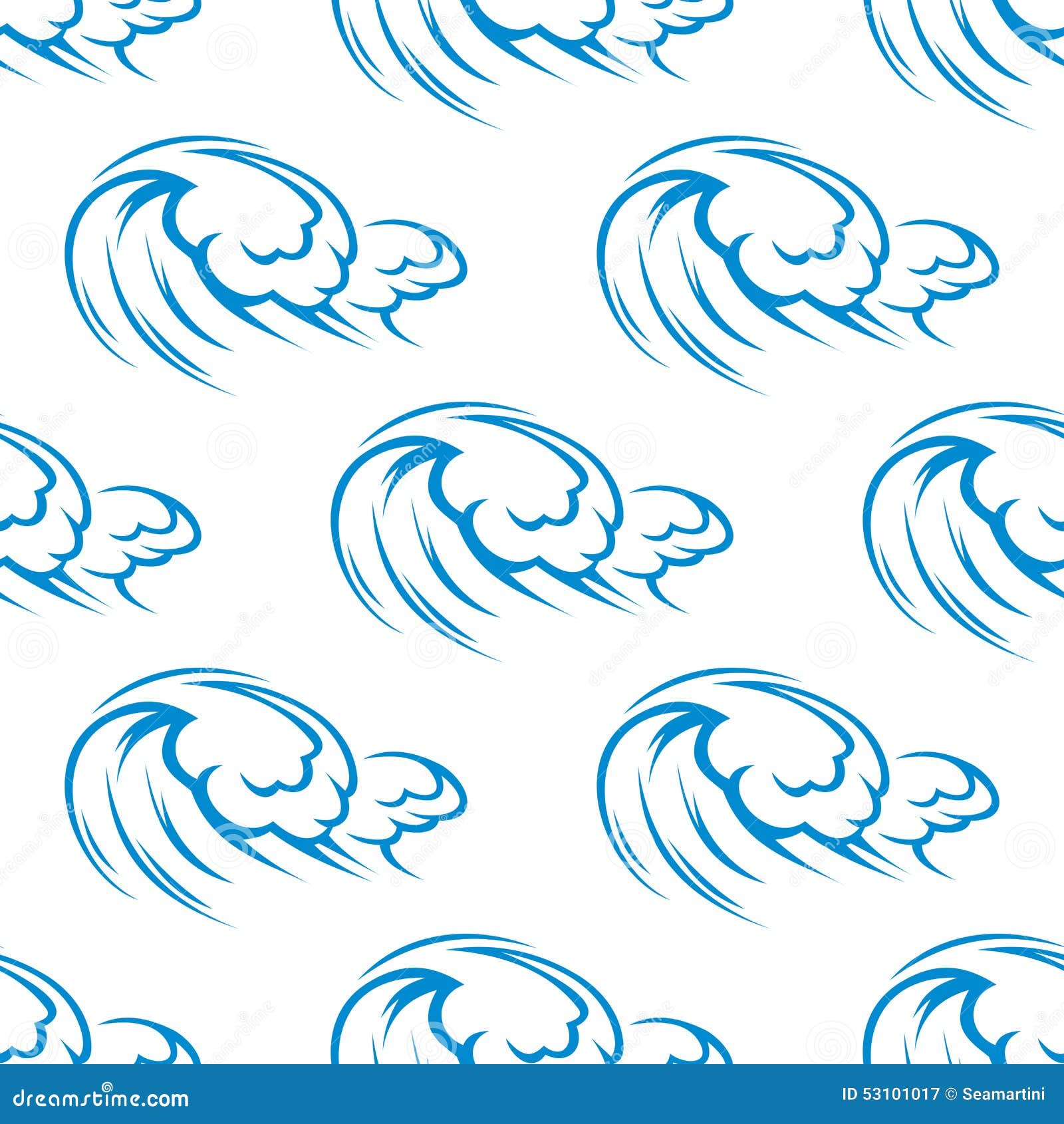 Blue Ocean Waves Seamless Pattern Stock Vector - Illustration of ...