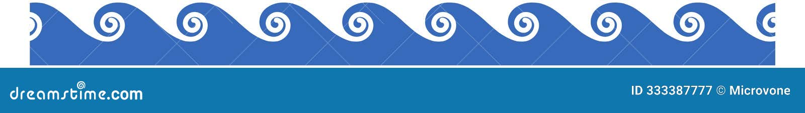 Blue Ocean Waves Surface Seamless Horizontal Border Stock Vector ...