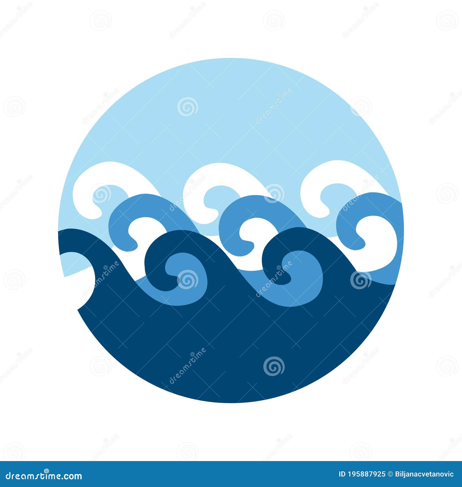 Blue ocean waves, vector stock vector. Illustration of cruise - 195887925