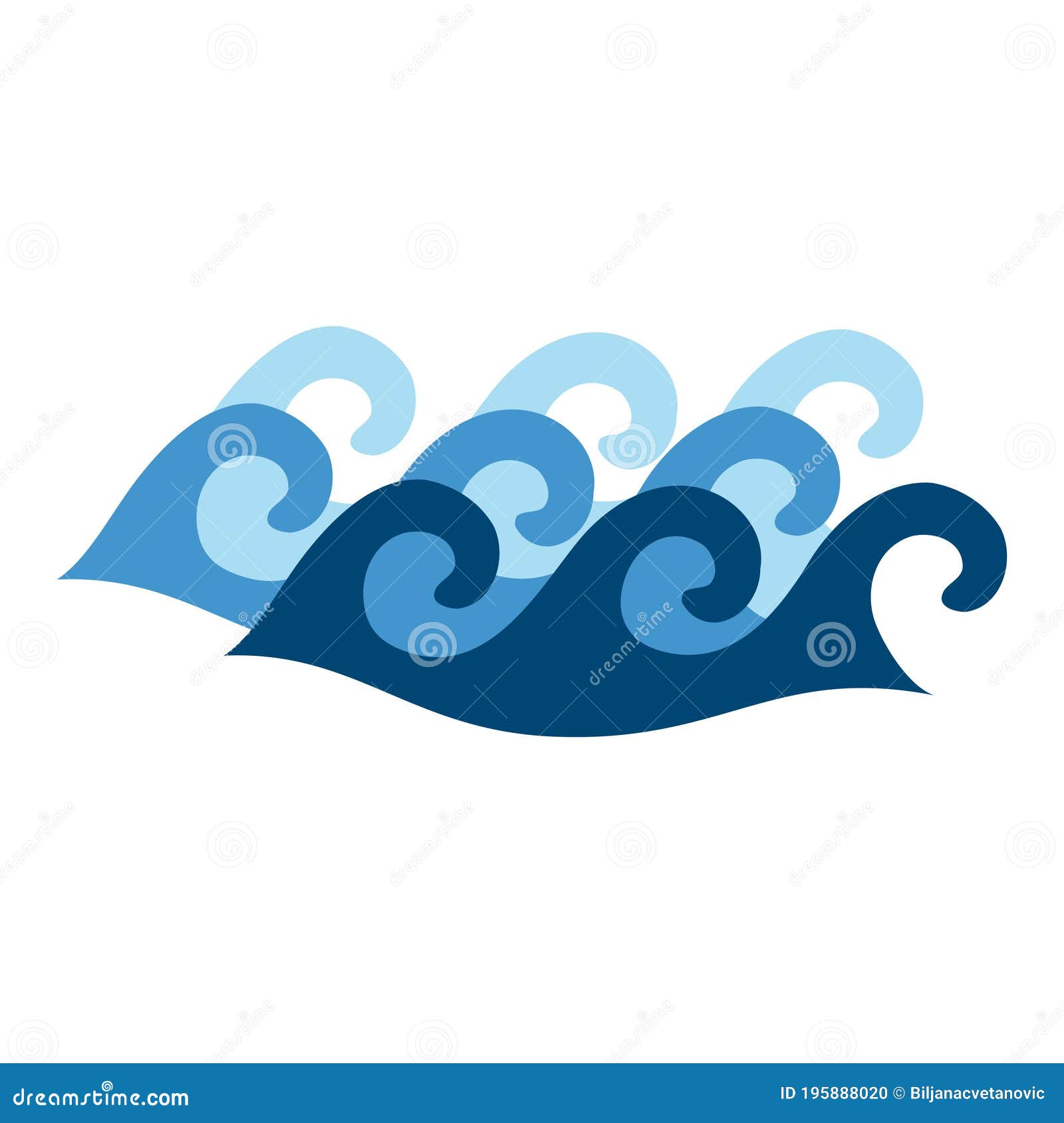 Blue ocean waves, vector stock vector. Illustration of logo - 195888020