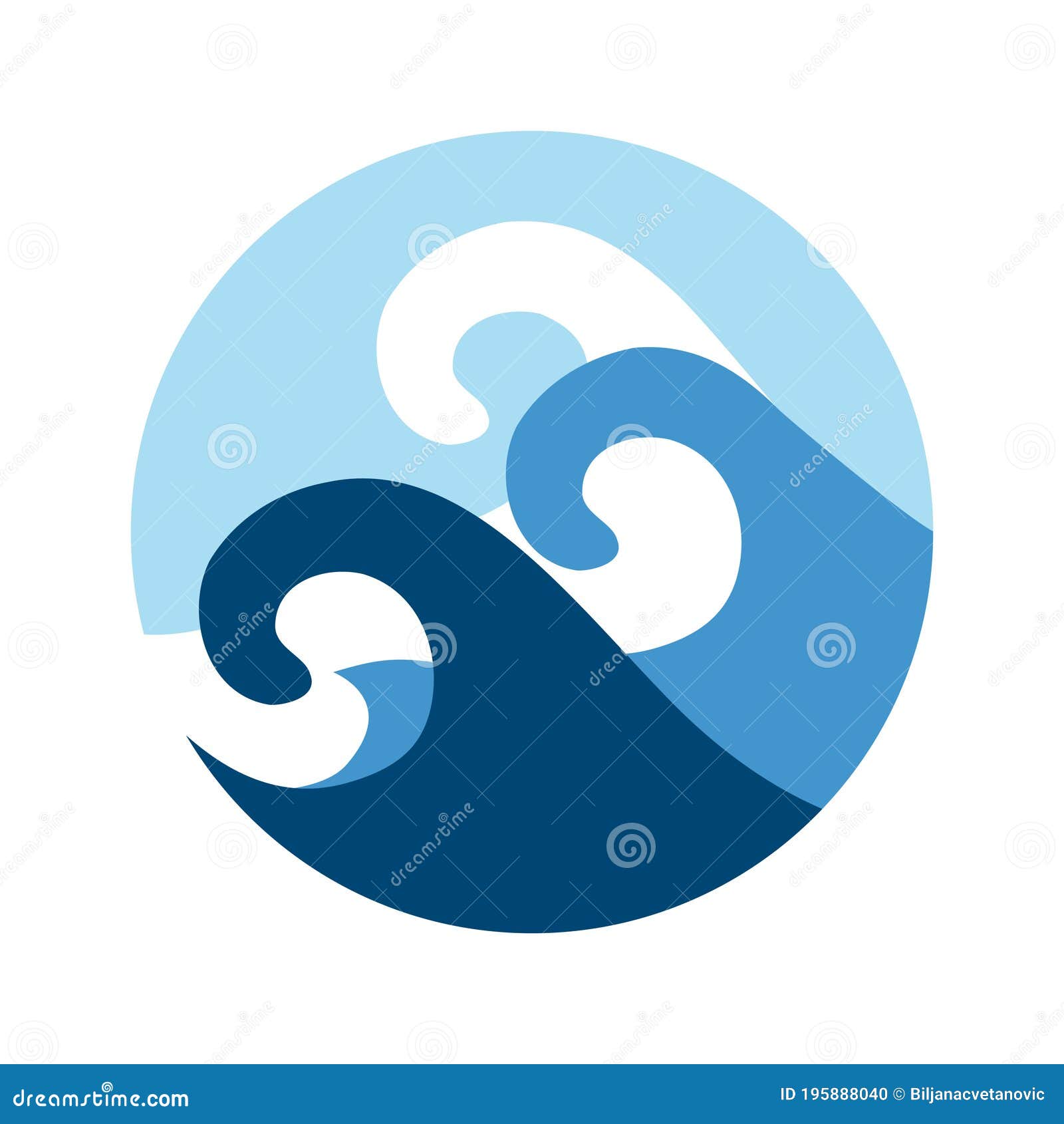 Blue ocean waves, vector stock vector. Illustration of design - 195888040