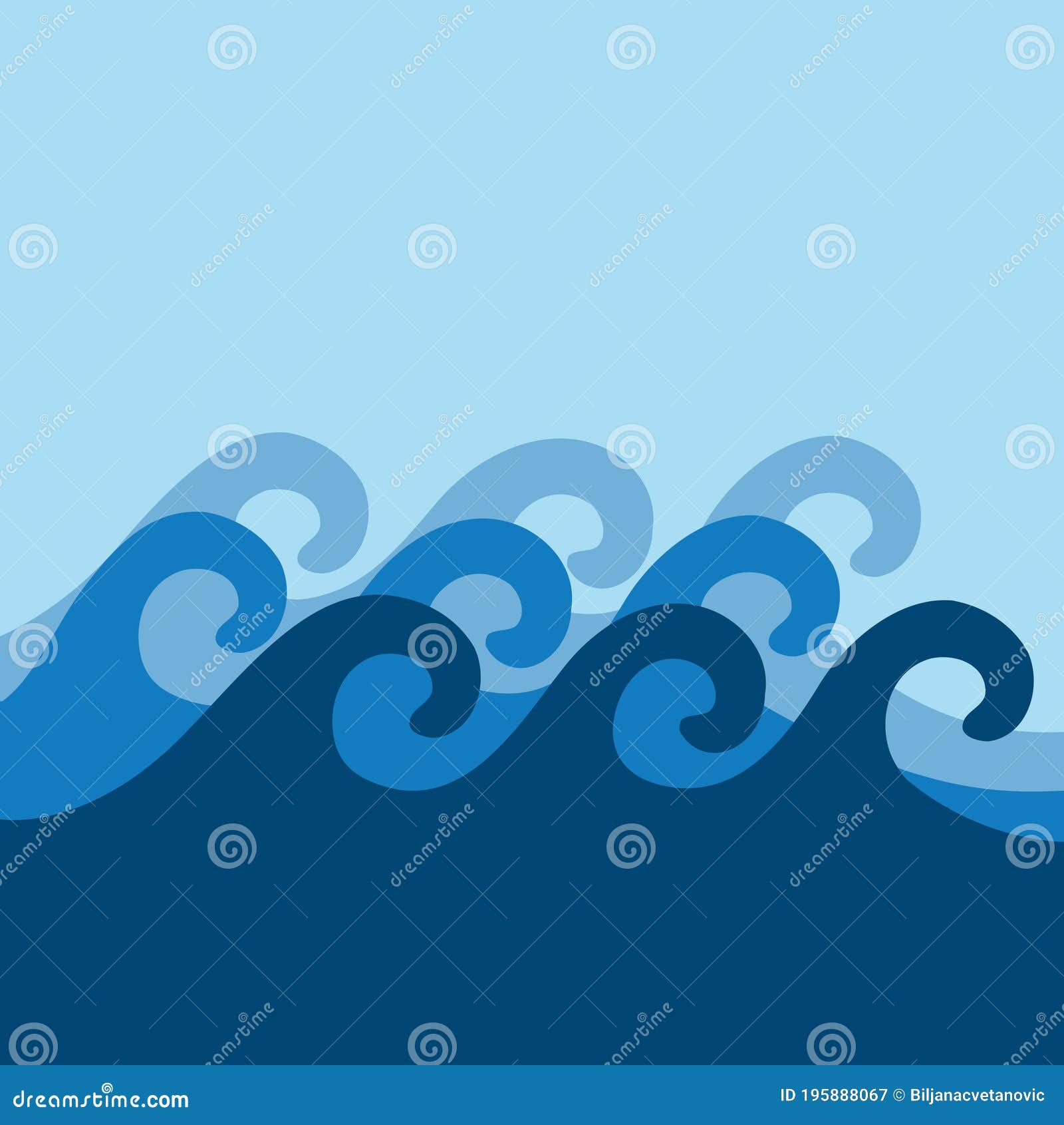 Blue ocean waves, vector stock vector. Illustration of pool - 195888067