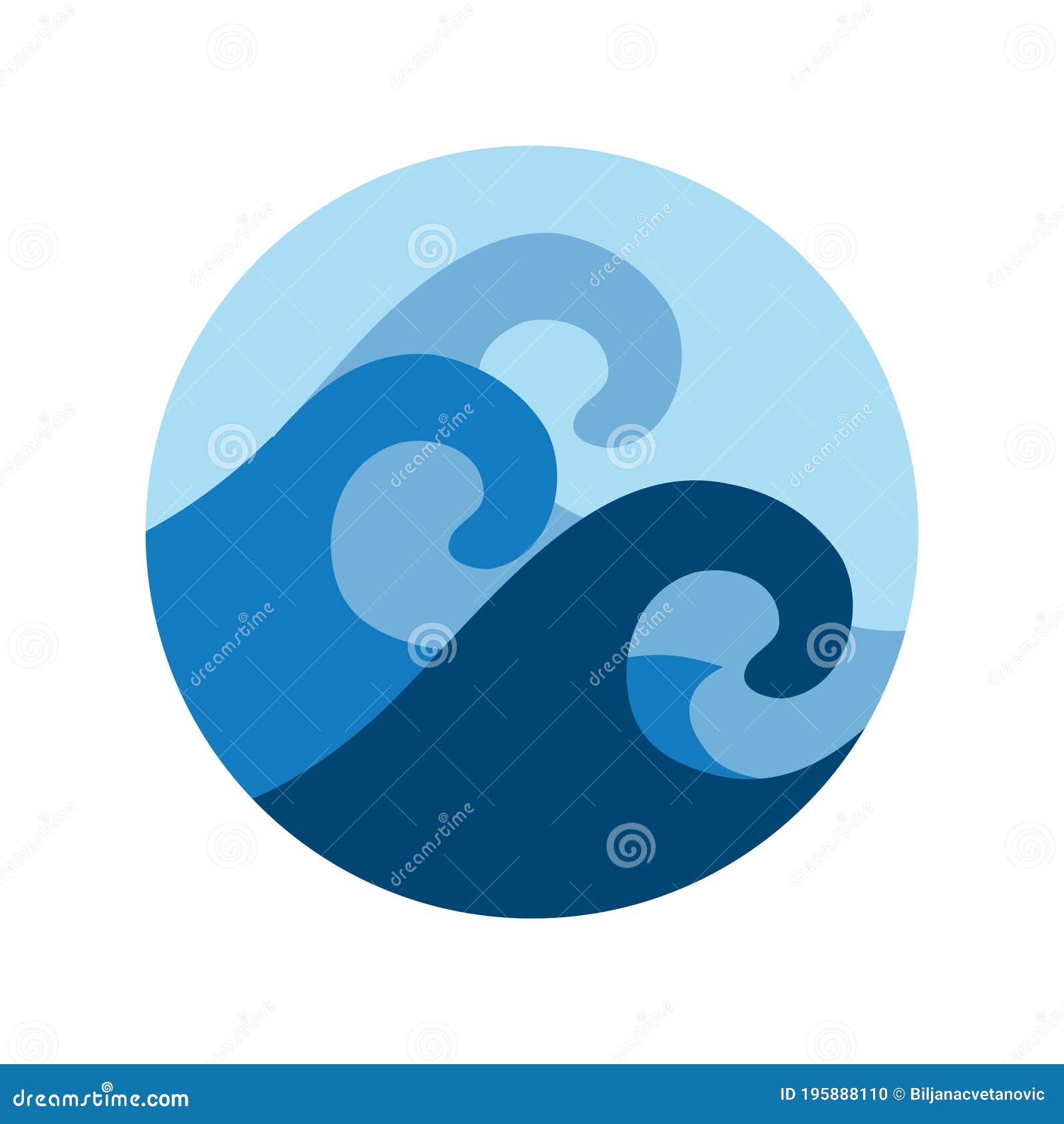 Blue ocean waves, vector stock vector. Illustration of label - 195888110