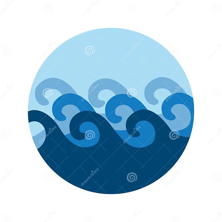 Blue ocean waves, vector stock vector. Illustration of round - 195888125