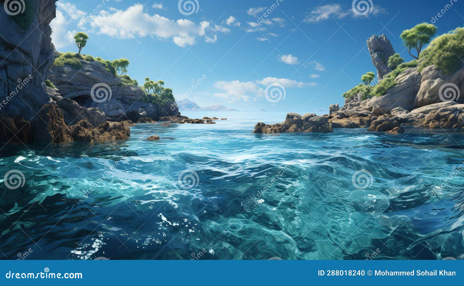 A Blue Ocean with White Rock Formations in the Turquoise Sea AI ...