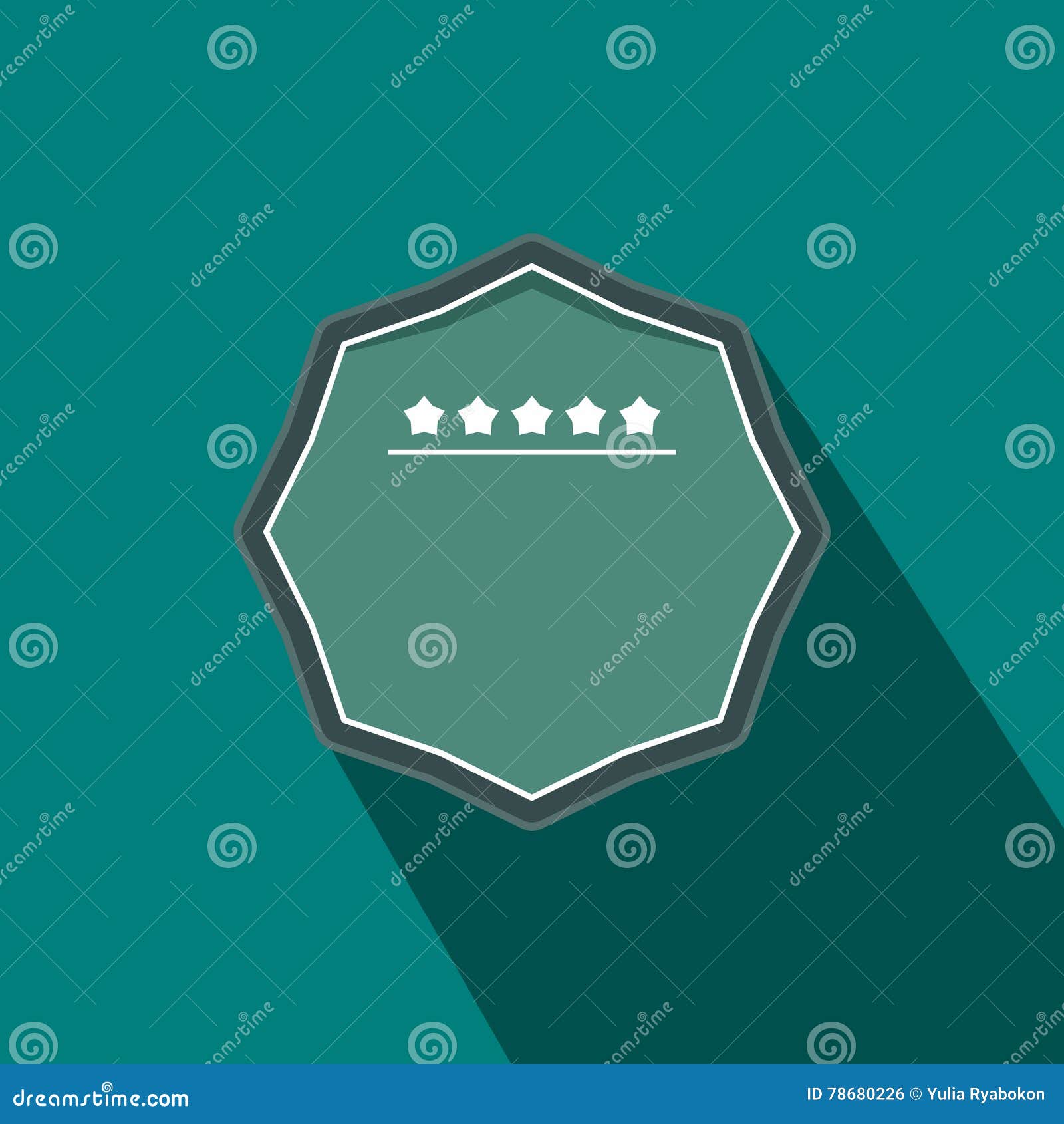 Blue Octagon with Five Stars Icon, Flat Style Stock Vector ...