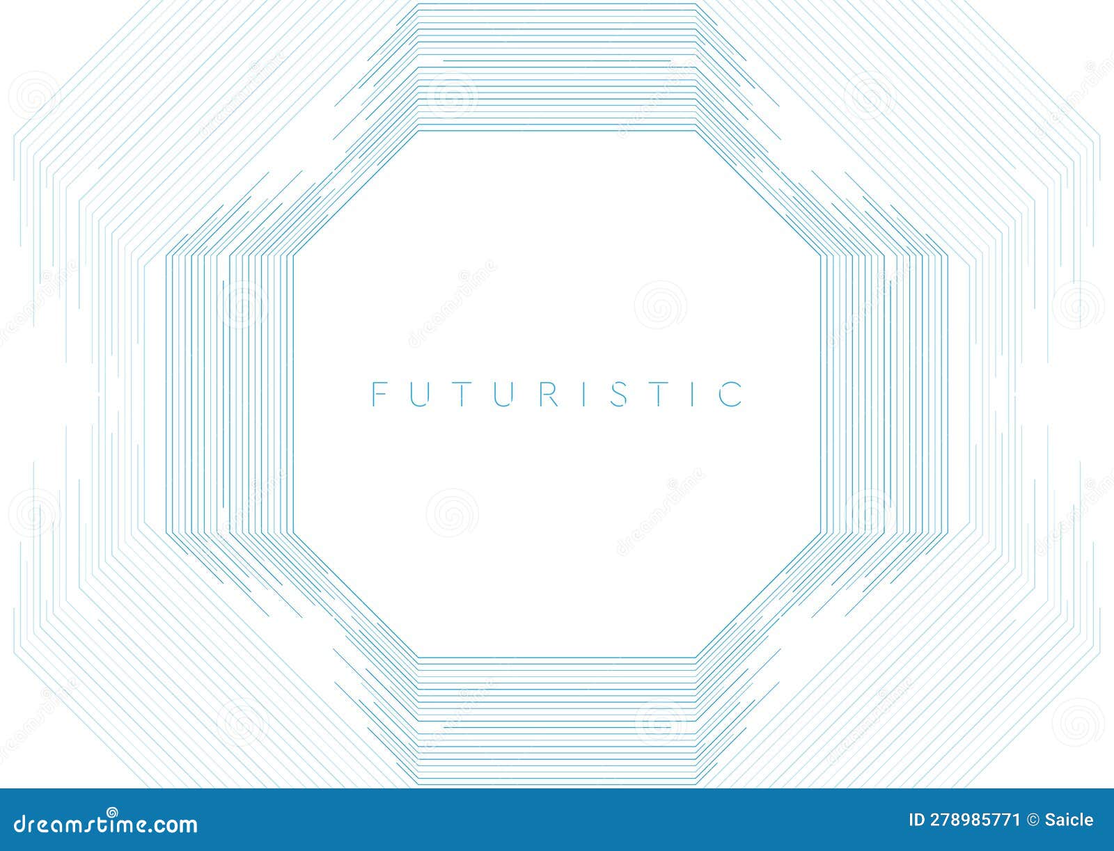 Blue Octagonal Lines Abstract Futuristic Tech Background Stock Vector ...