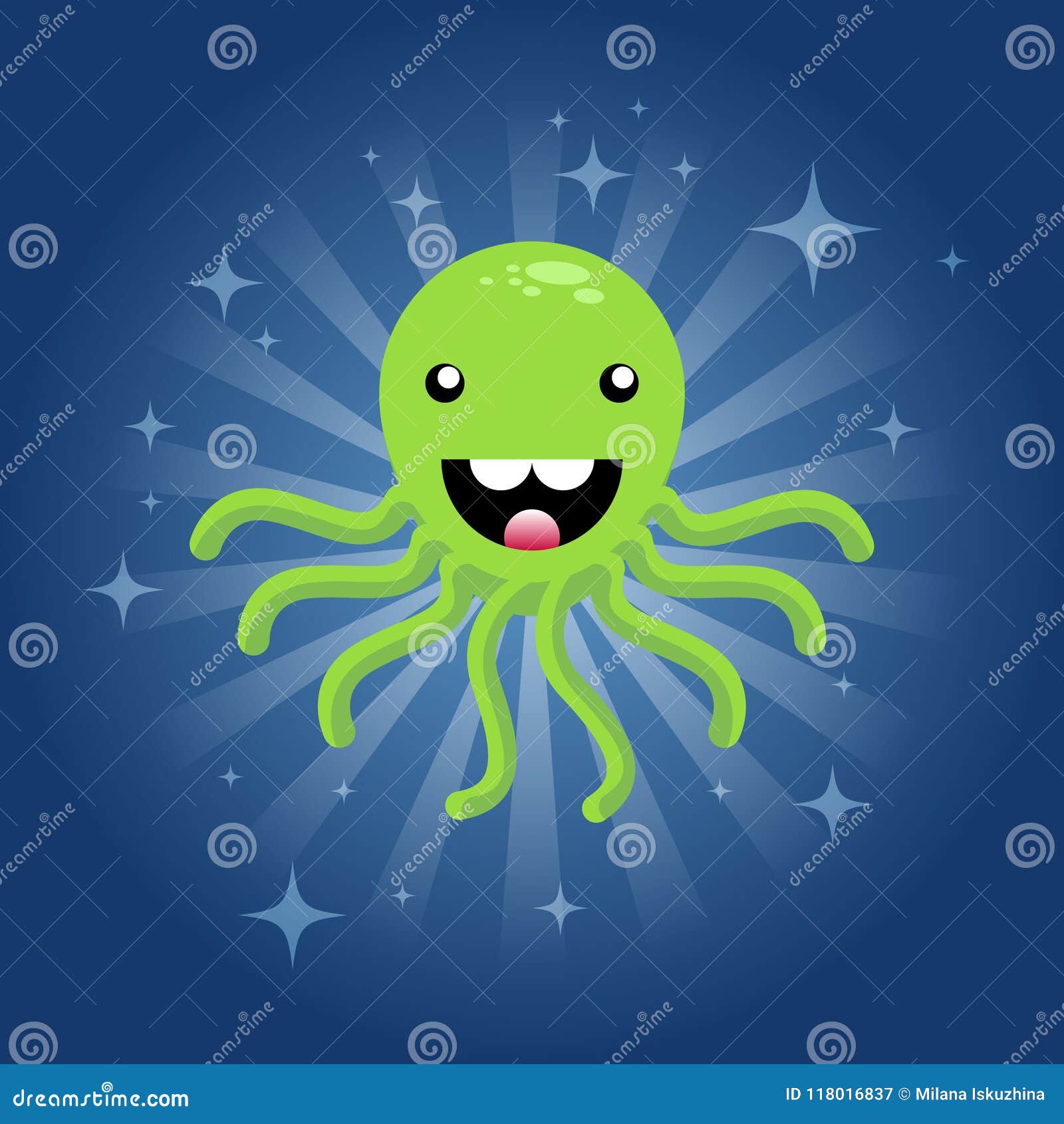 Blue Octopus Cartoon Character Stock Vector - Illustration of cute ...