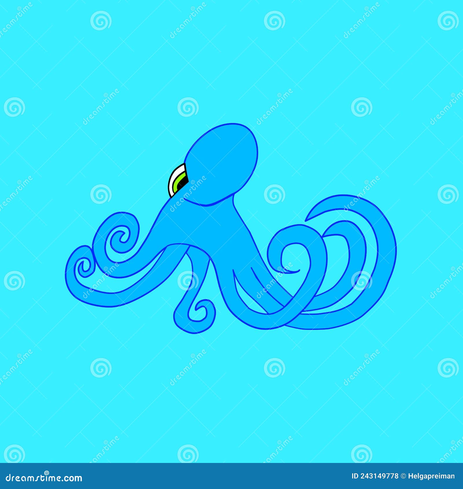 The Blue Octopus on the Light Blue Background Stock Vector ...