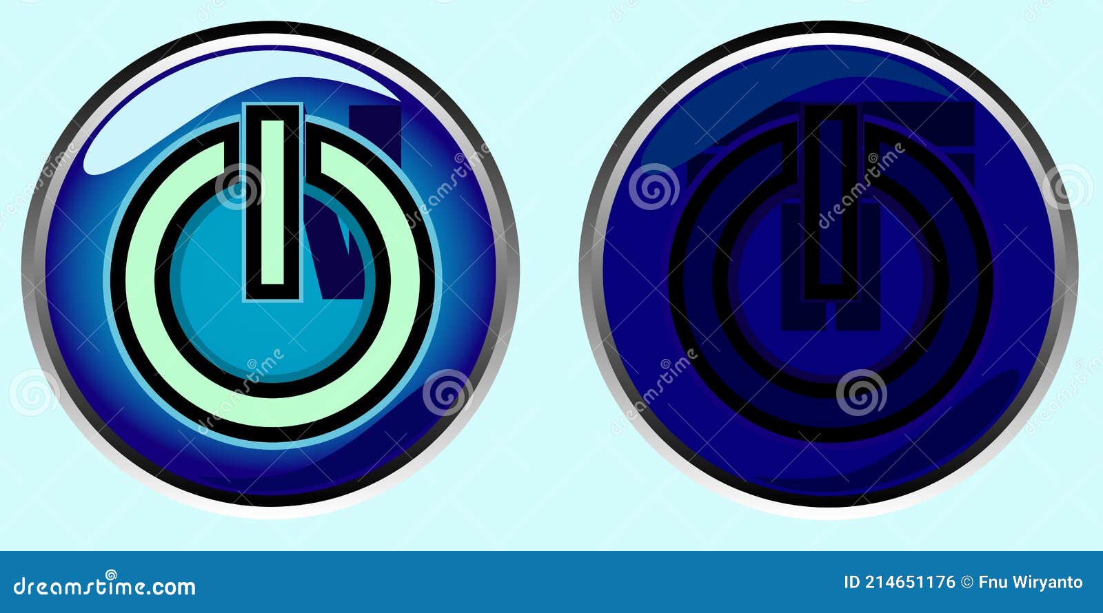 Blue on Off Button Icon Vector Stock Vector - Illustration of flat ...