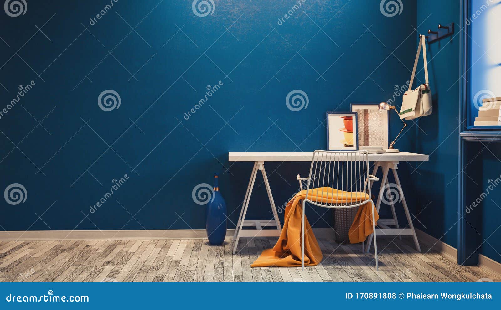 Blue office room design stock illustration. Illustration of empty ...