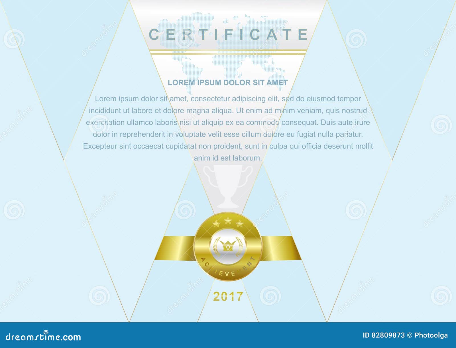 Blue Official Certificate With Wafer, Emblem, Gold Design Elements ...